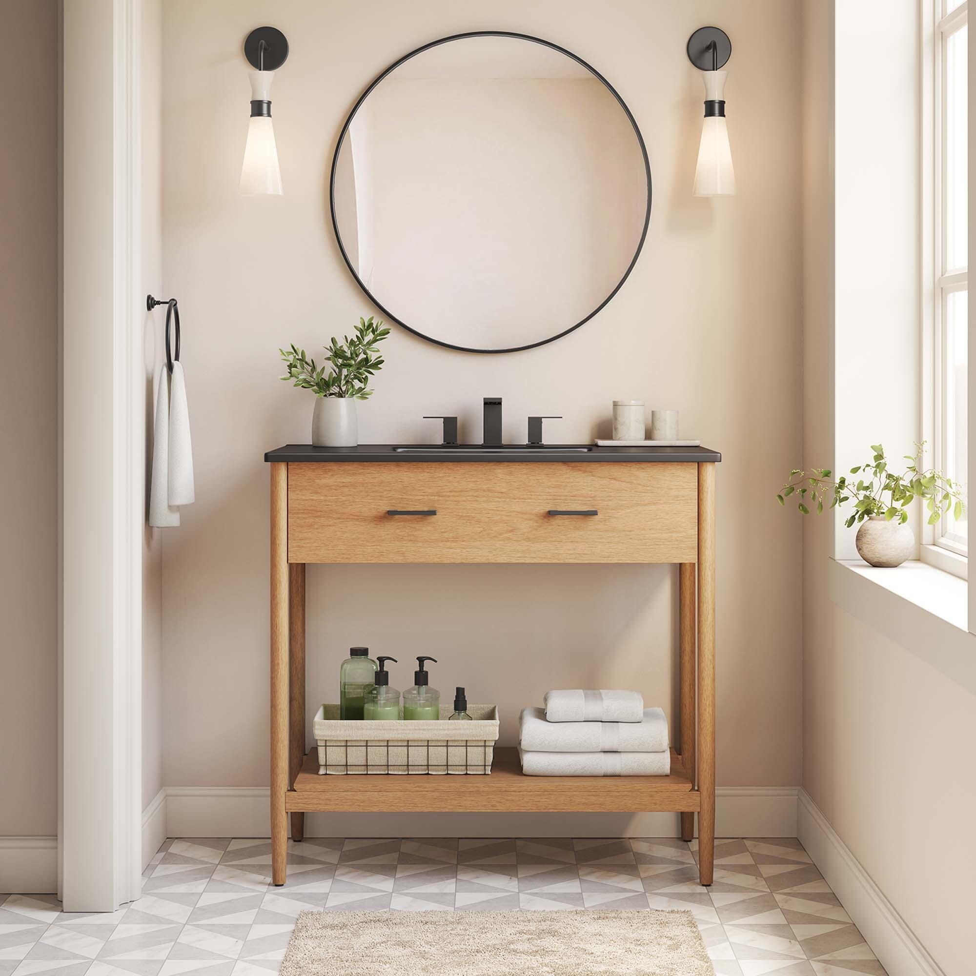 Click here for Modway Zaire 36 Bathroom Vanity  Natural/Black prices