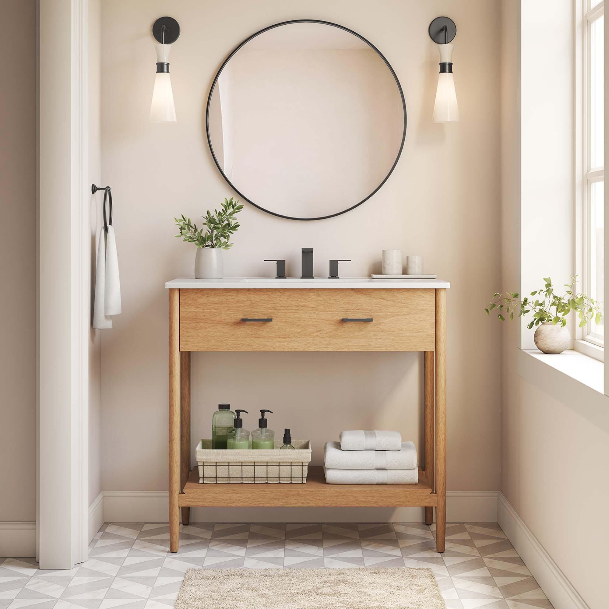 Click here for Modway Zaire 36 Bathroom Vanity  Natural/White prices