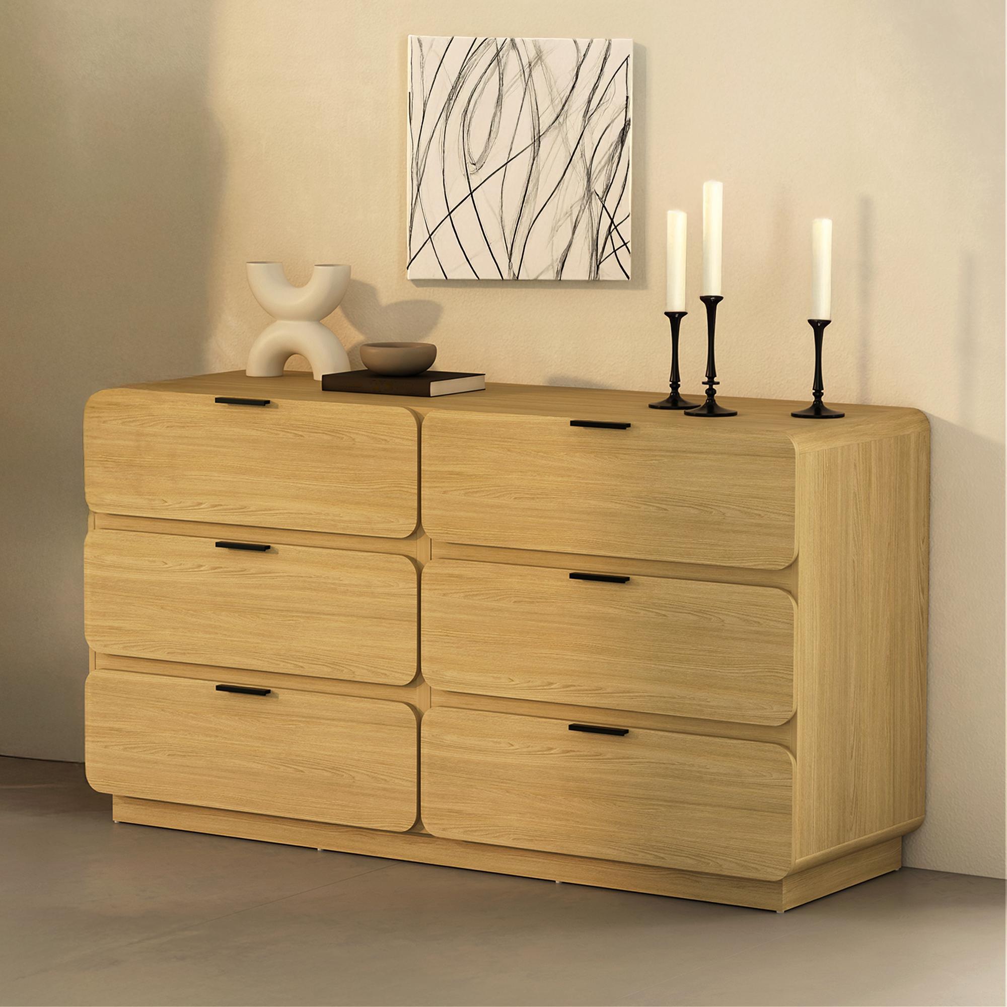 Click here for Manhattan Comfort Chrystie 6 Drawer Dresser  Natur... prices