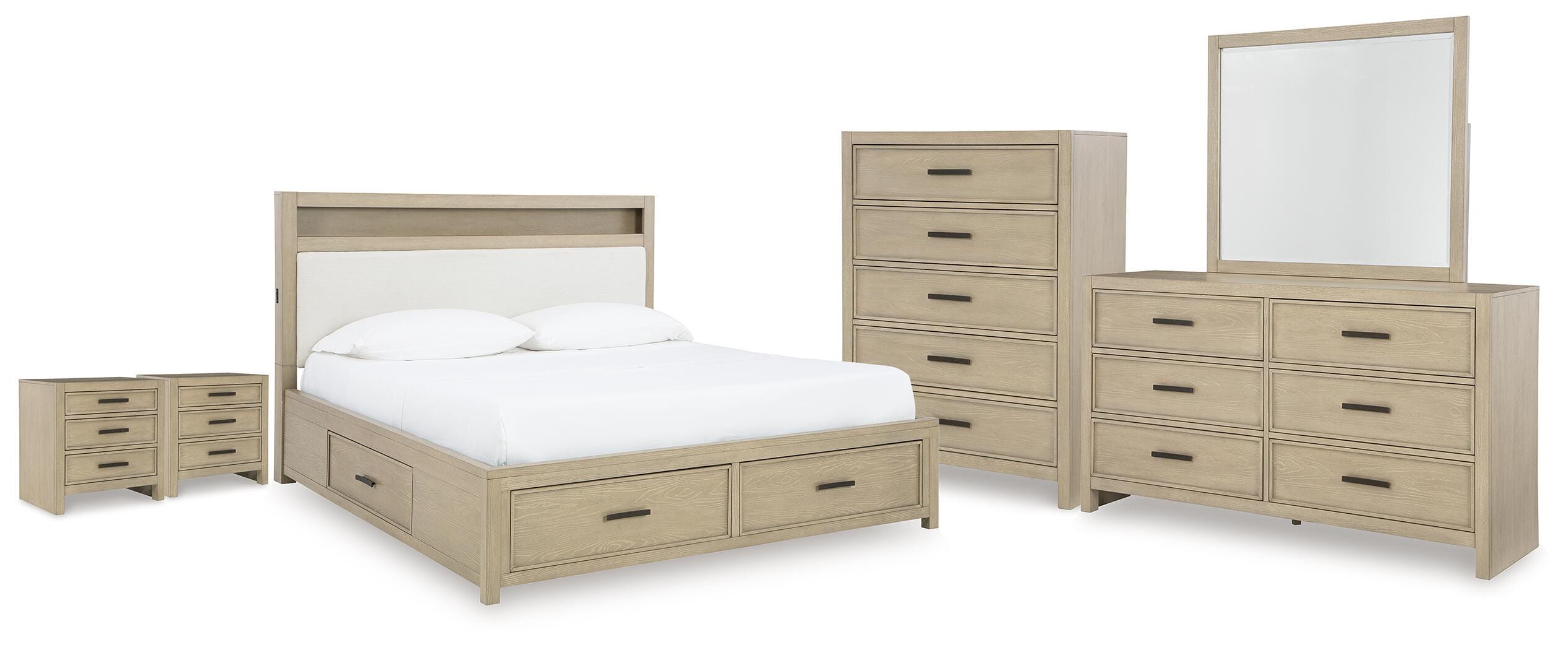 Click here for Calmoro King Bookcase Bed with Mirrored Dresser  C... prices