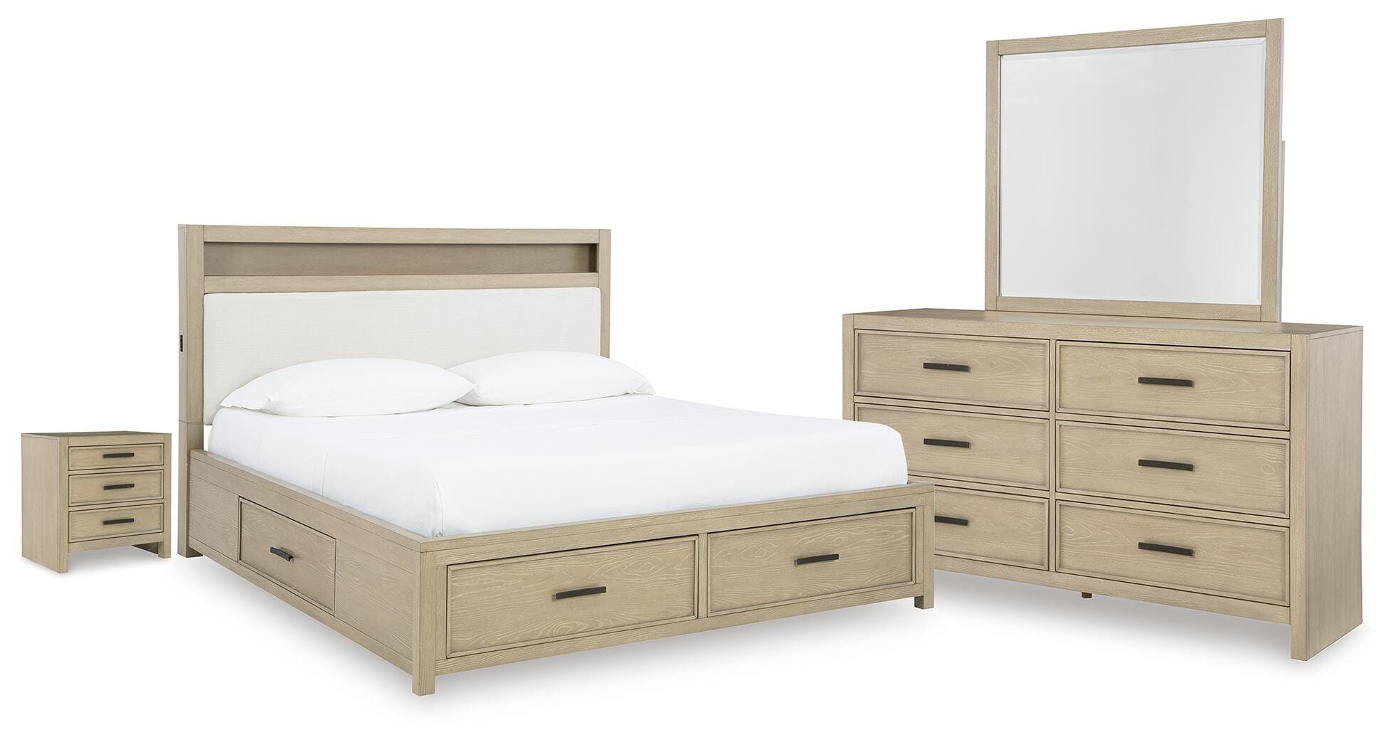 Click here for Calmoro King Bookcase Bed with Mirrored Dresser an... prices