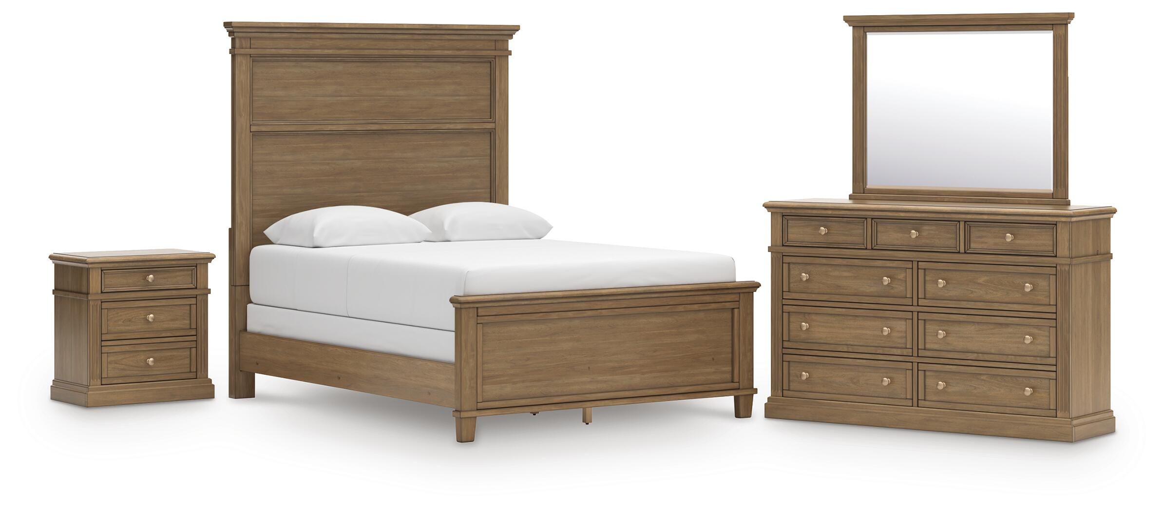 Click here for Mylarken Queen Panel Bed with Mirrored Dresser and... prices