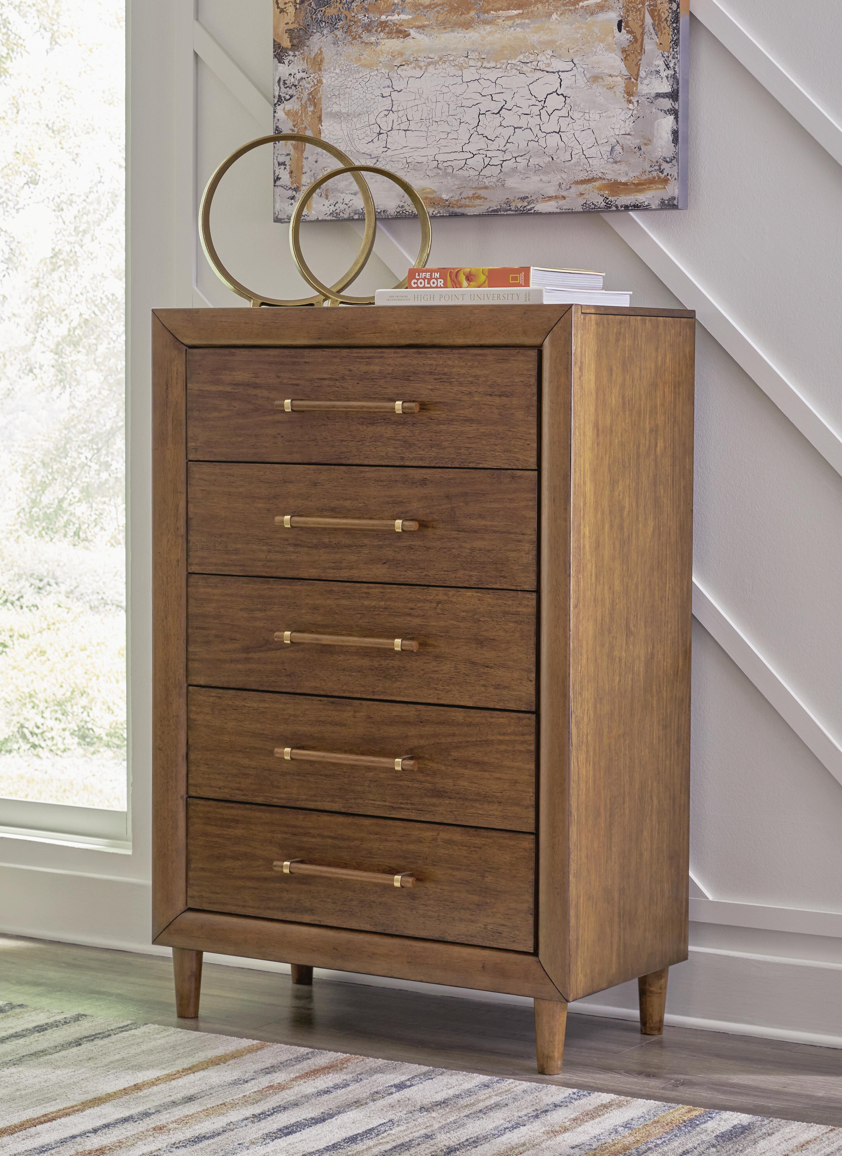 Click here for Lyncott 5 Drawer Chest of Drawers  Brown prices