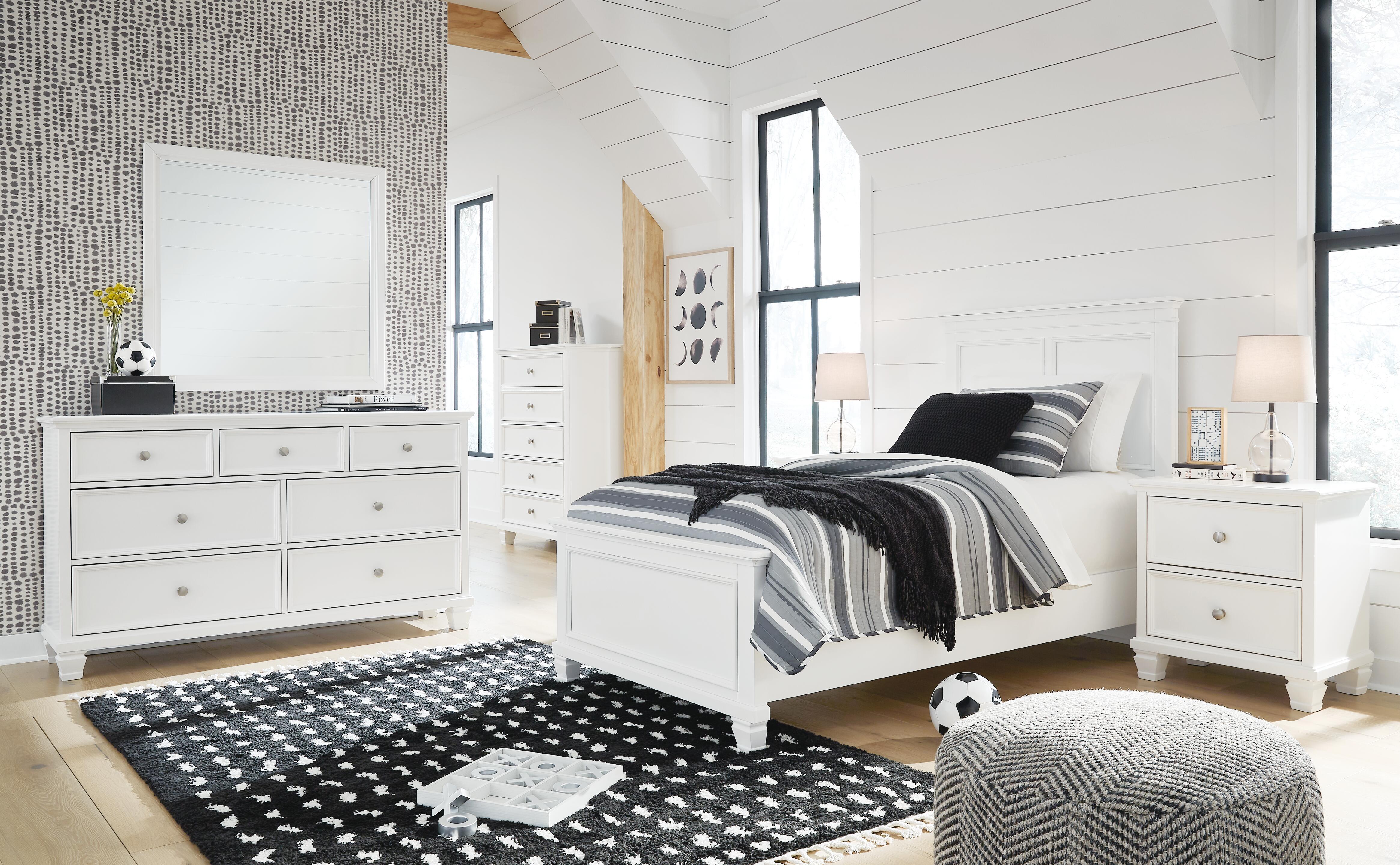 Click here for Fortman Twin Panel Bed with Mirrored Dresser  Ches... prices