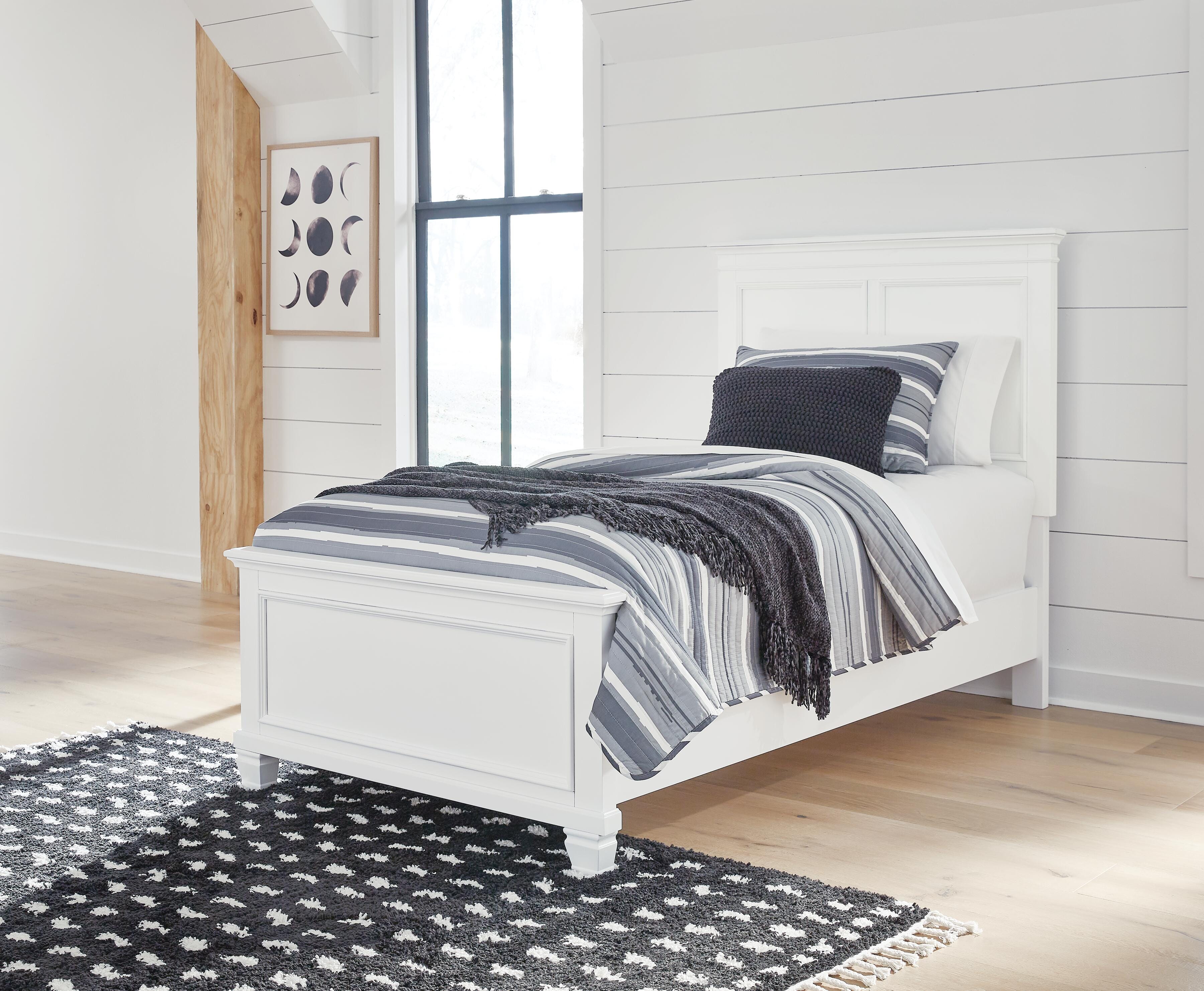 Click here for Fortman Twin Panel Bed  White prices