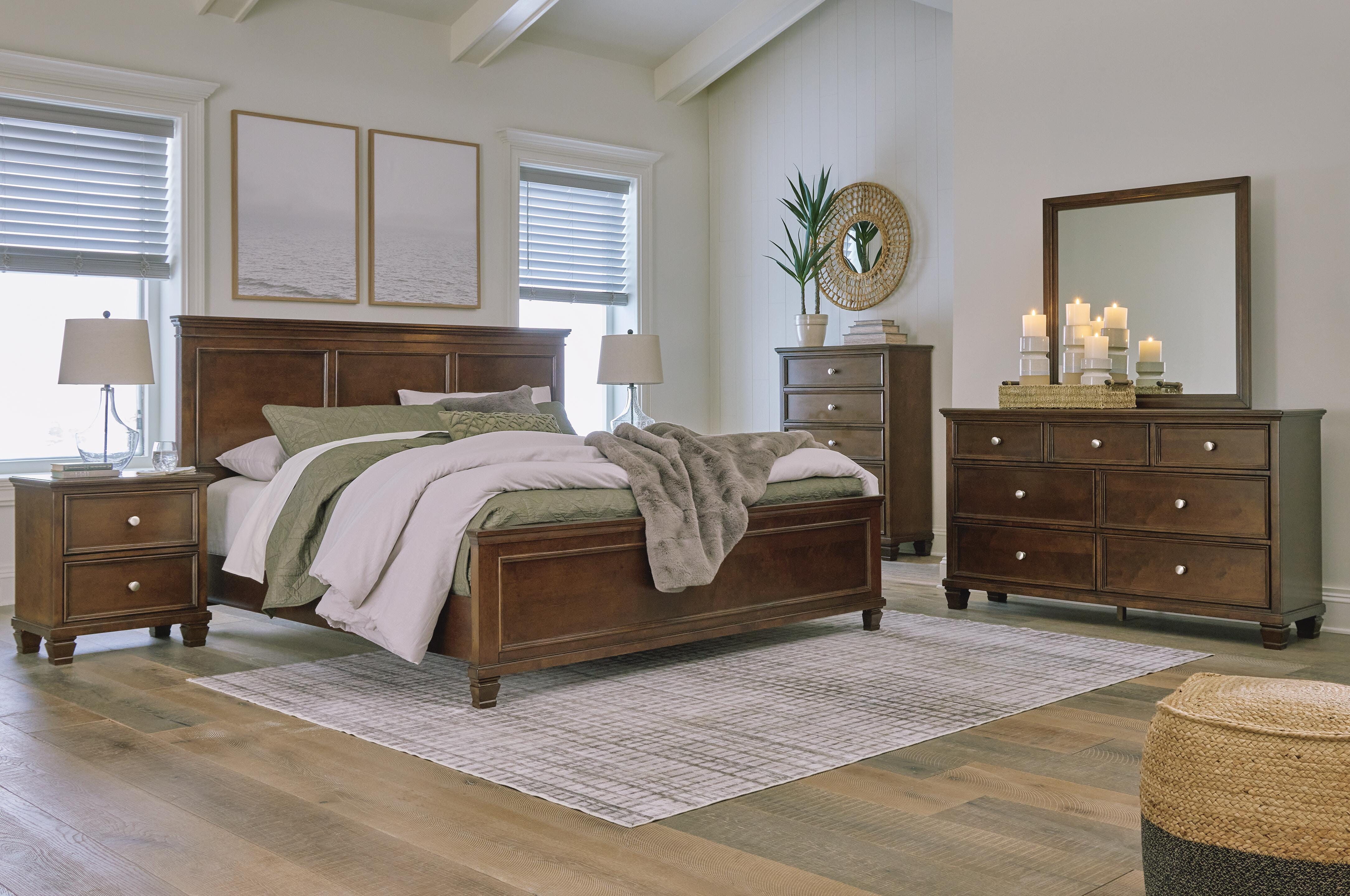 Click here for Danabrin King Panel Bed with Mirrored Dresser  Che... prices