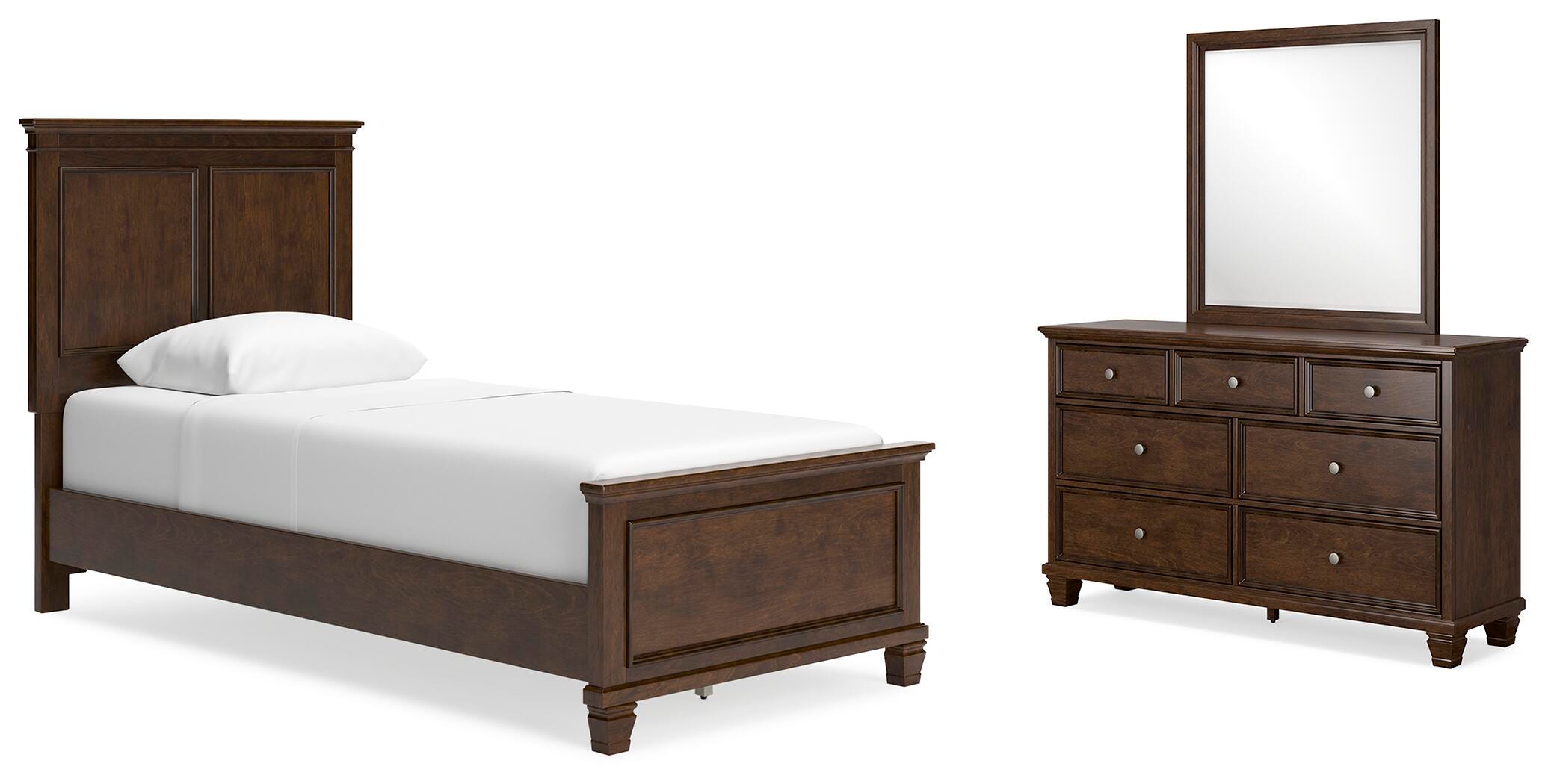 Click here for Danabrin Twin Panel Bed with Mirrored Dresser  Bro... prices