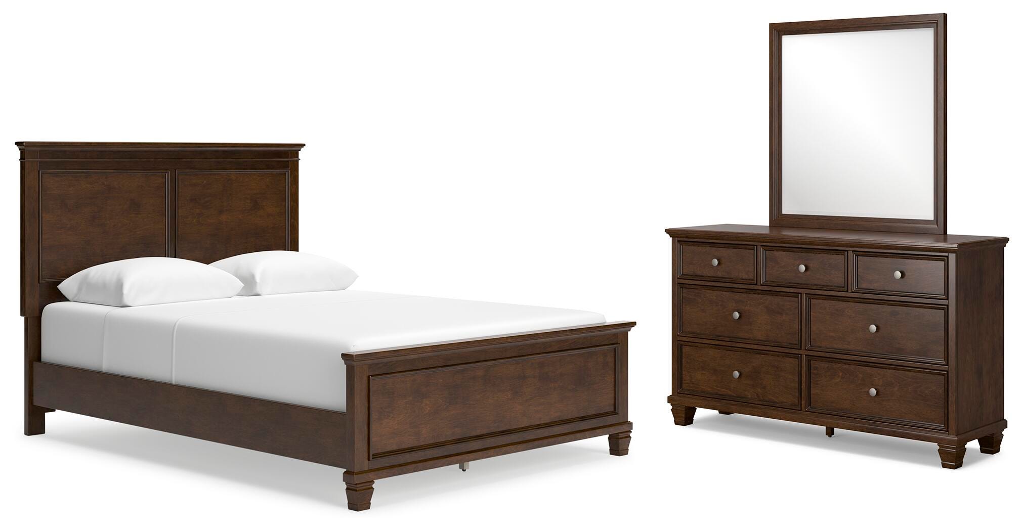 Click here for Danabrin Queen Panel Bed with Mirrored Dresser  Br... prices