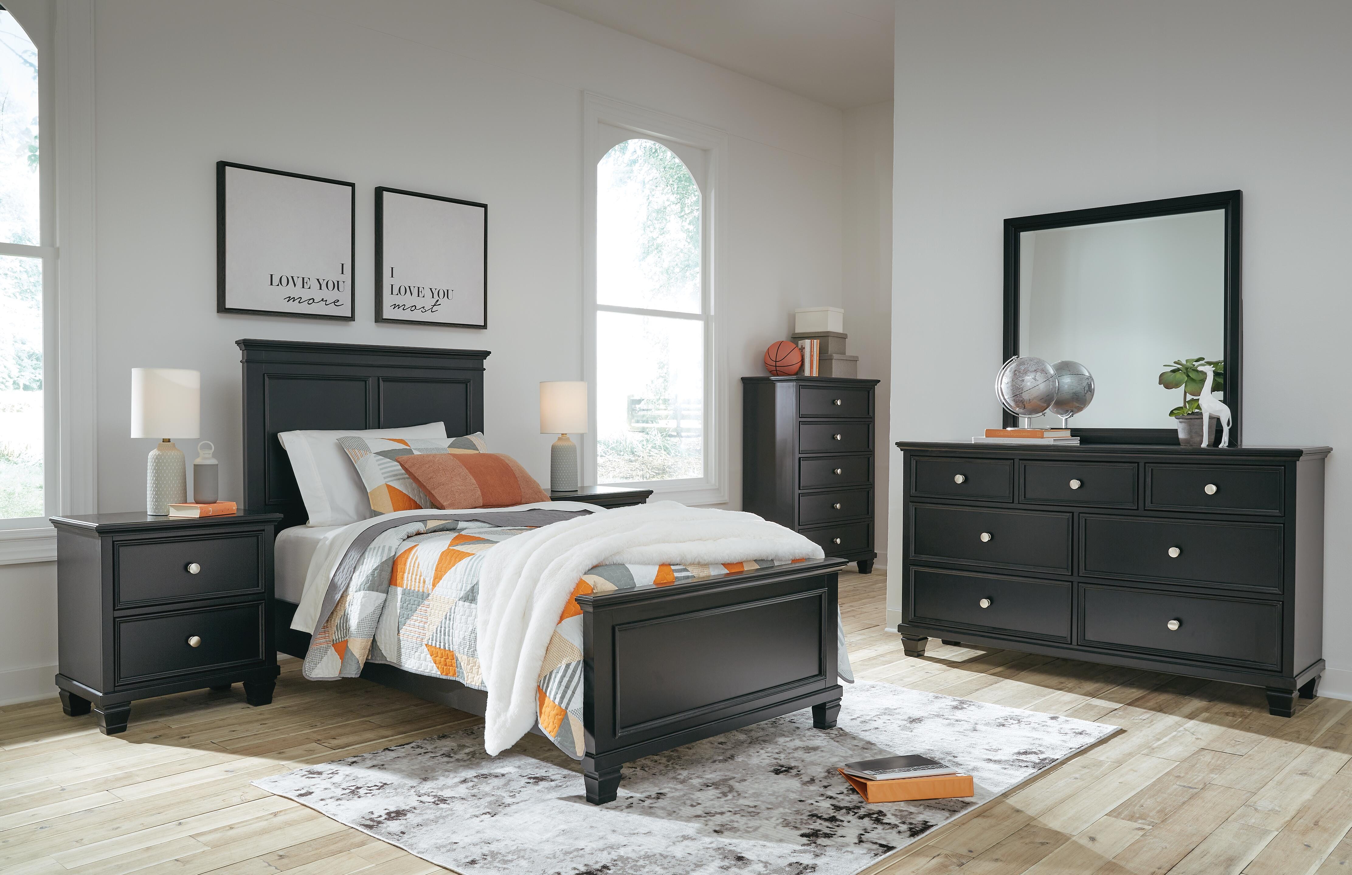 Click here for Lanolee Twin Panel Bed with Mirrored Dresser  Ches... prices