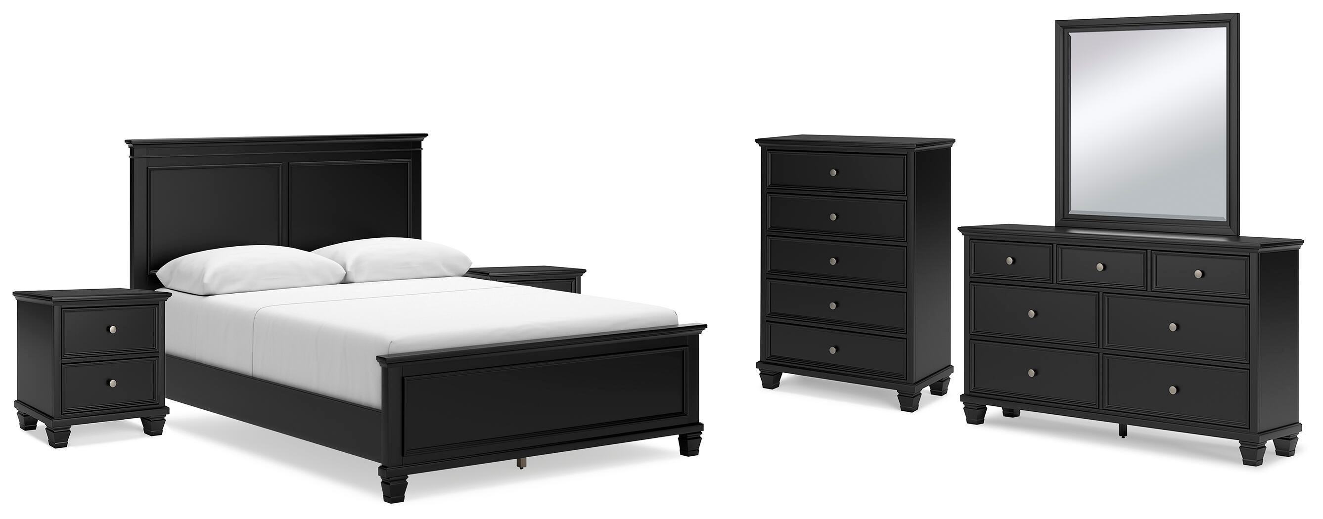 Click here for Lanolee Queen Panel Bed with Mirrored Dresser  Che... prices
