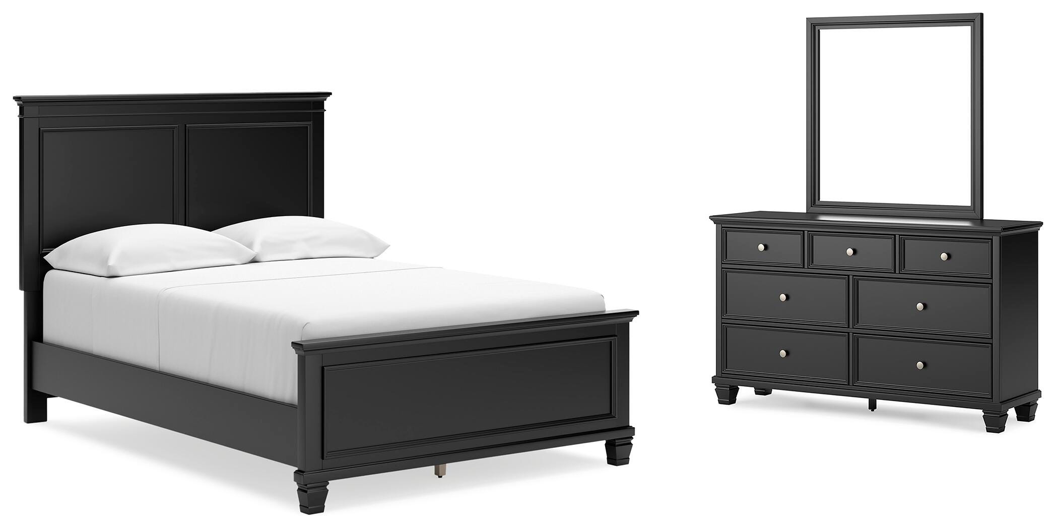 Click here for Lanolee Full Panel Bed with Mirrored Dresser  Blac... prices