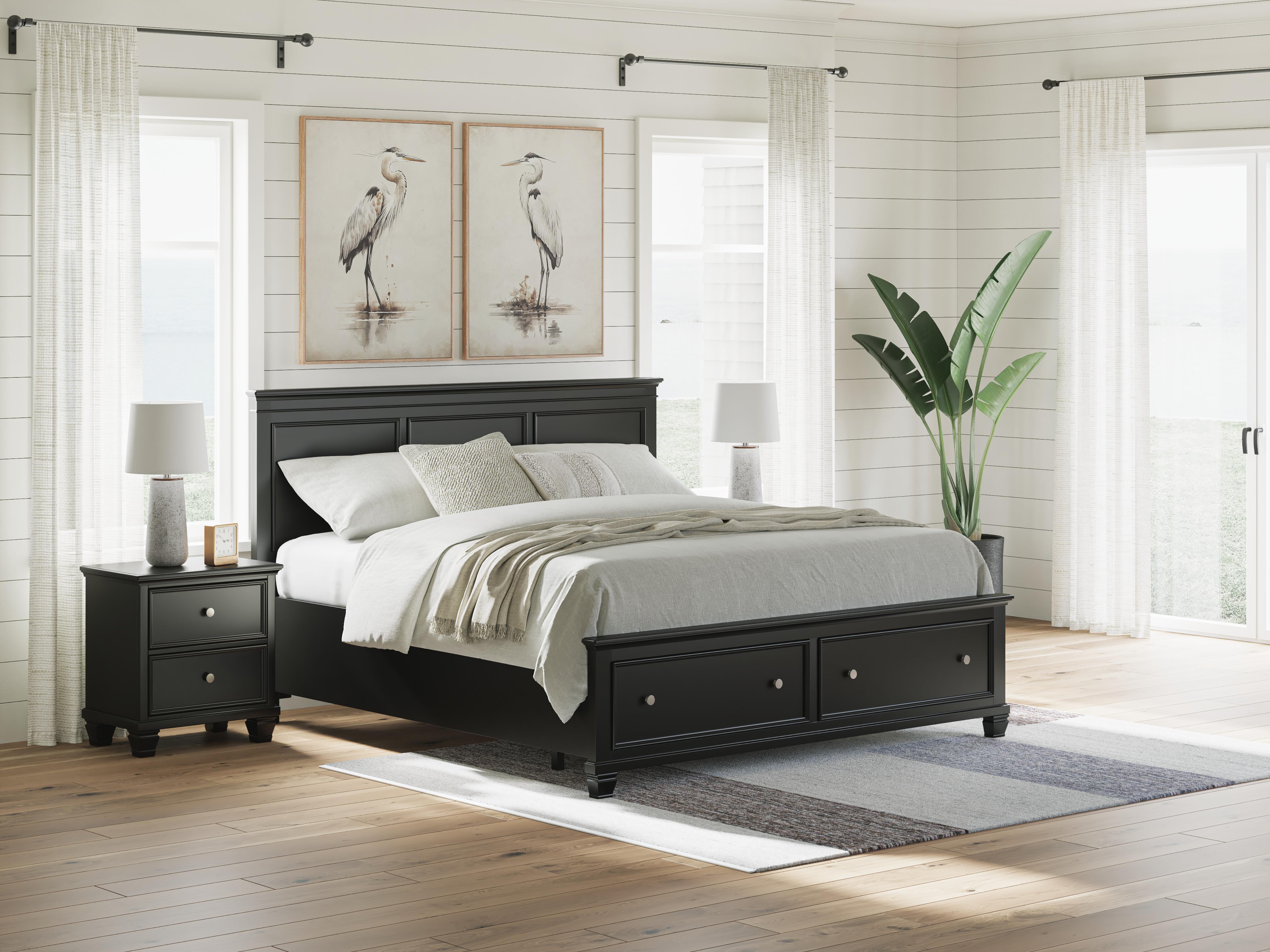 Click here for Lanolee King Panel Storage Bed  Black prices
