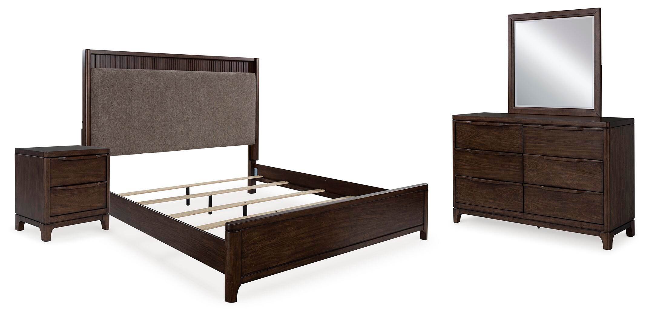 Click here for Korestone King Upholstered Panel Bed with Mirrored... prices