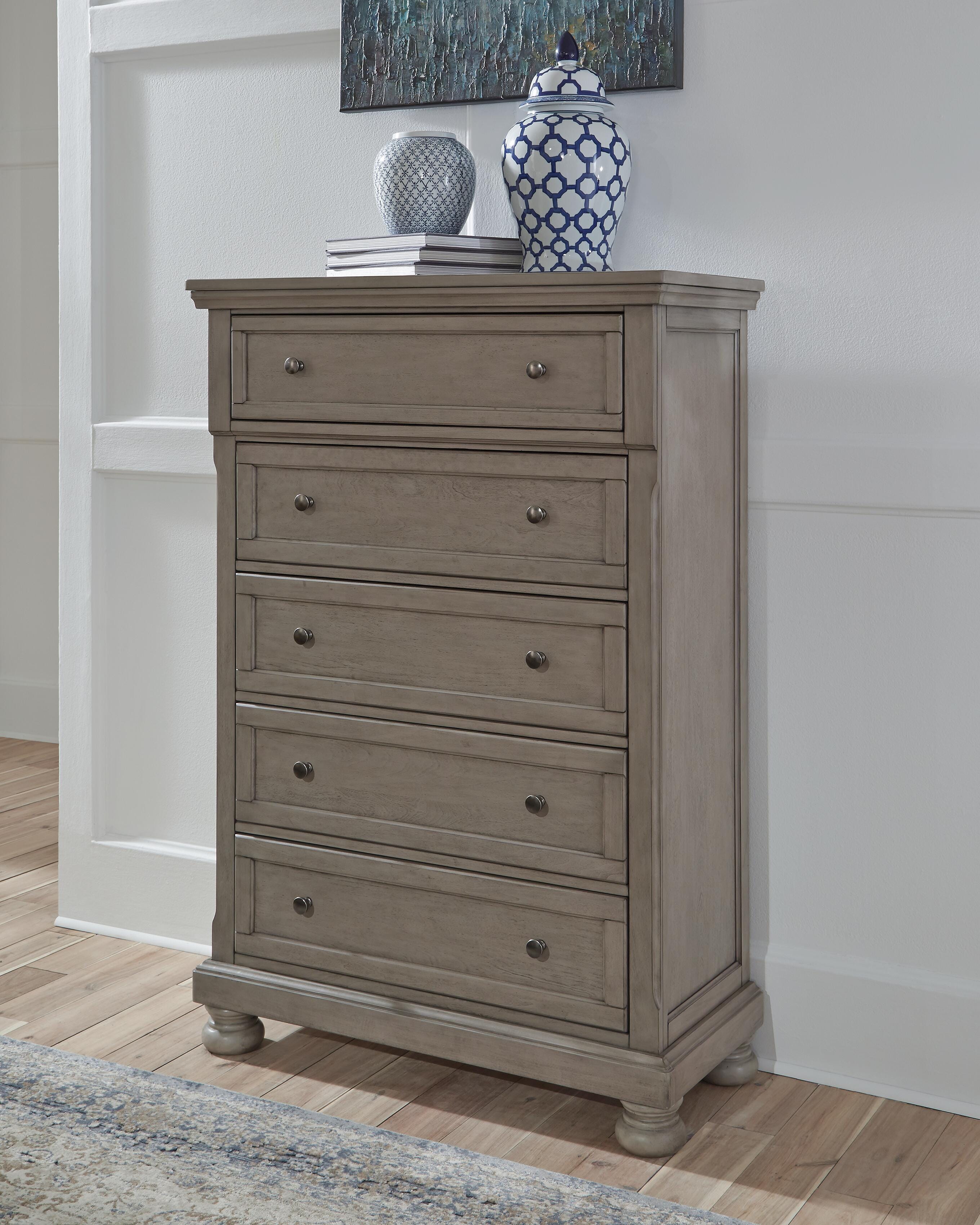 Click here for Lettner 5 Drawer Chest of Drawers  Light Gray prices