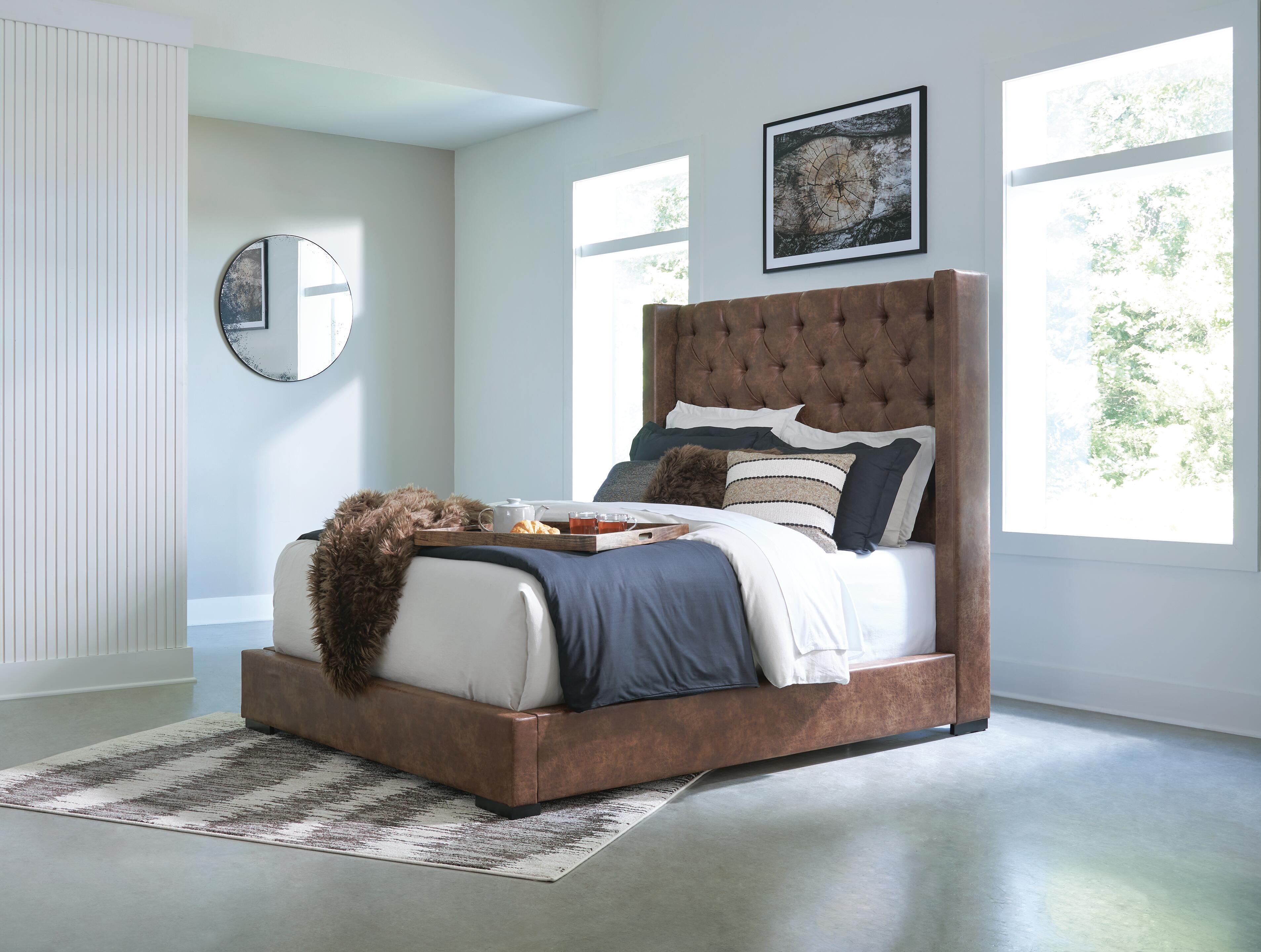 Click here for Steenlage Queen Faux Leather Upholstered Bed Leath... prices