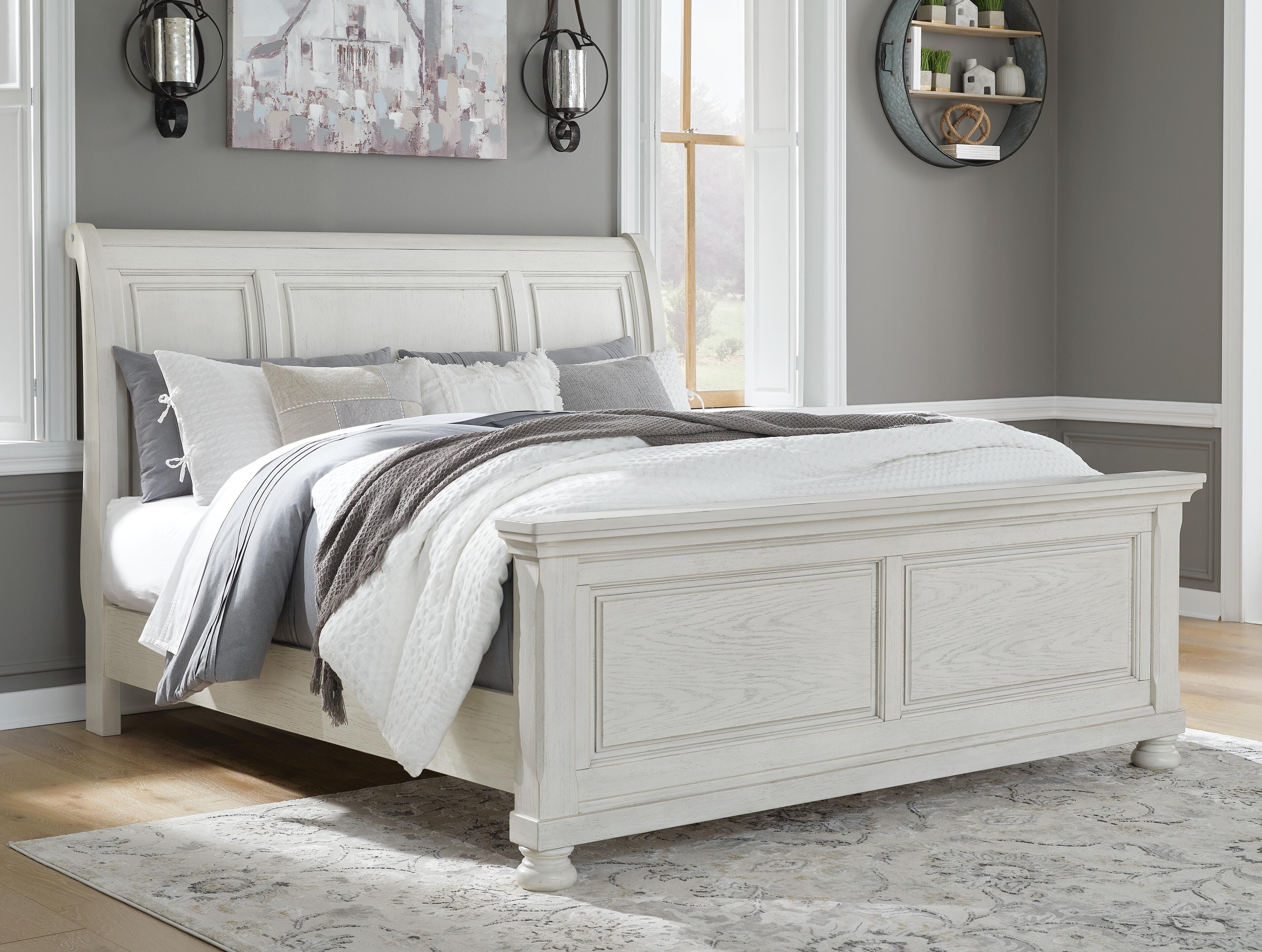 Click here for Robbinsdale Queen Sleigh Bed  Antique White prices