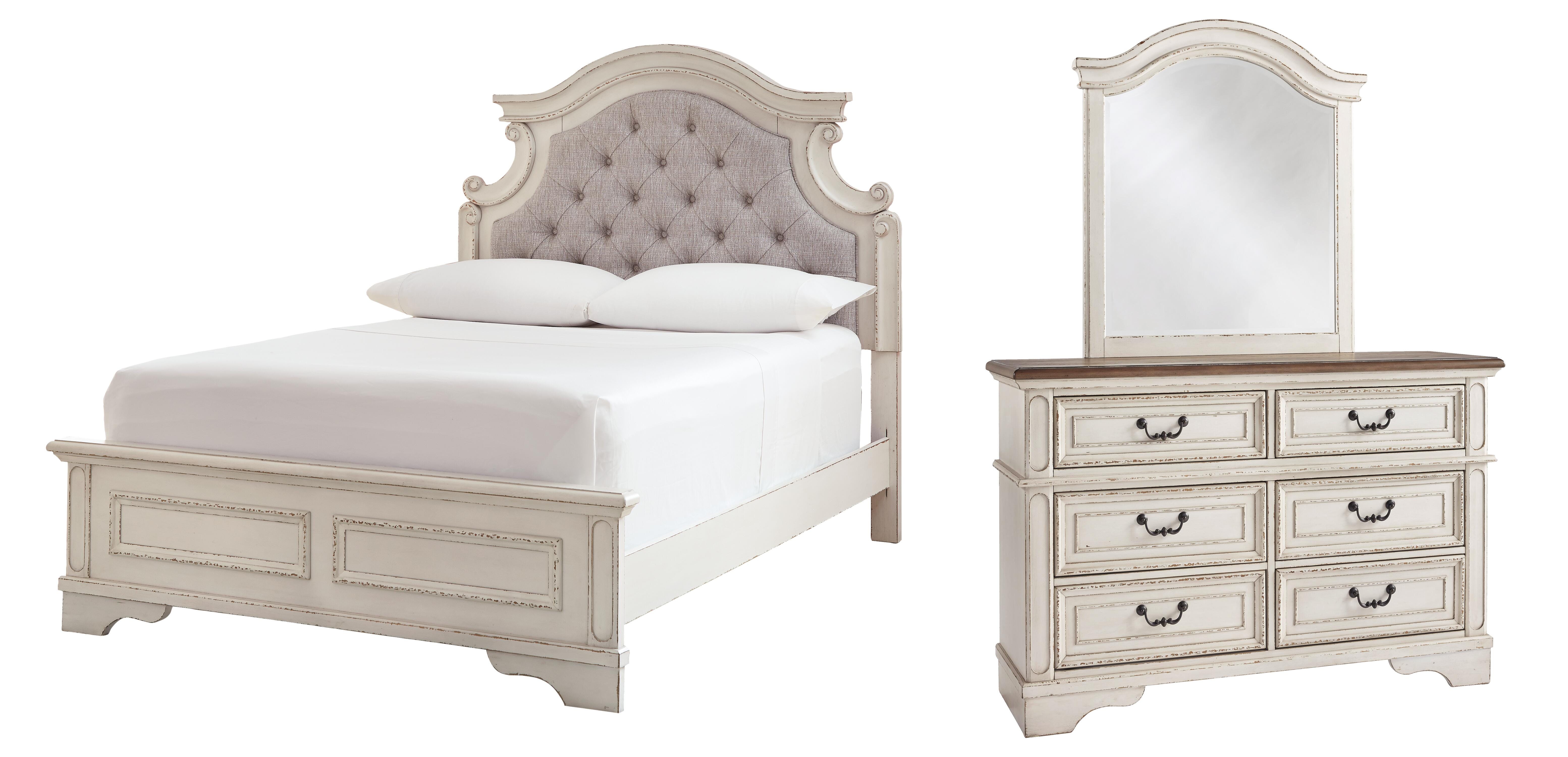 Click here for Realyn Full Panel Bed with Mirrored Dresser  Chipp... prices
