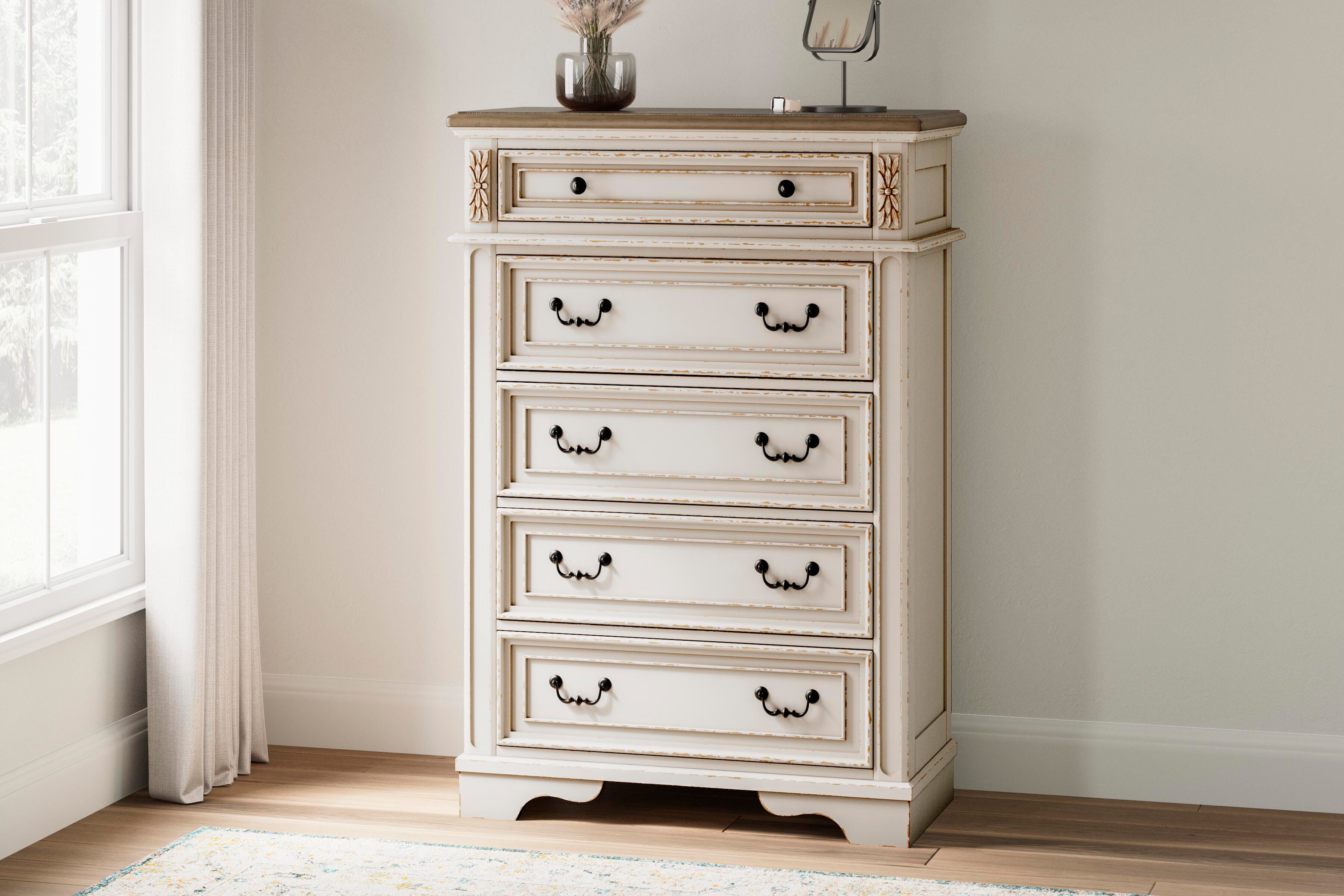 Click here for Realyn 5 Drawer Chest of Drawers  Two-tone prices