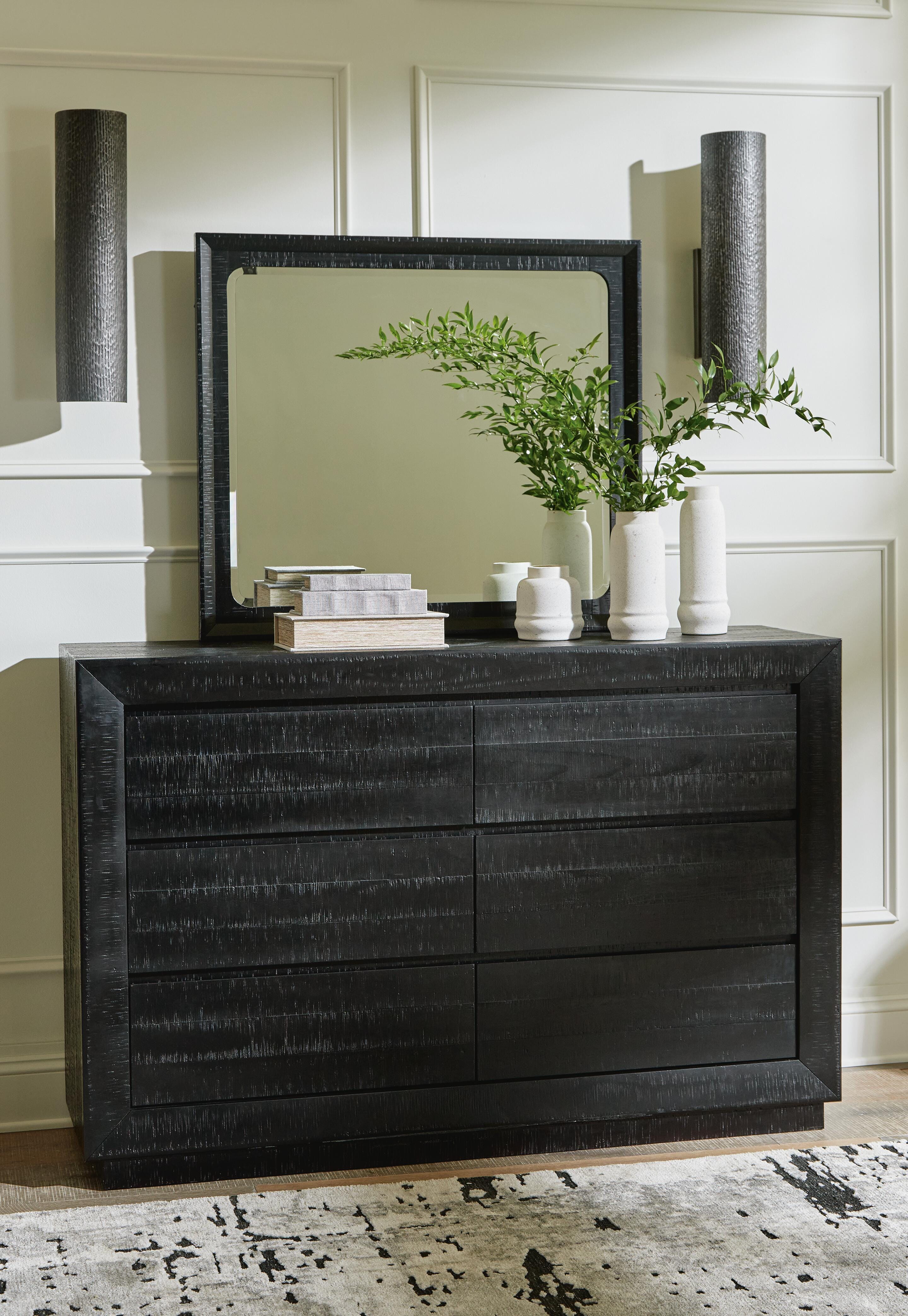 Click here for Londer 6 Drawer Dresser with Mirror  Black prices