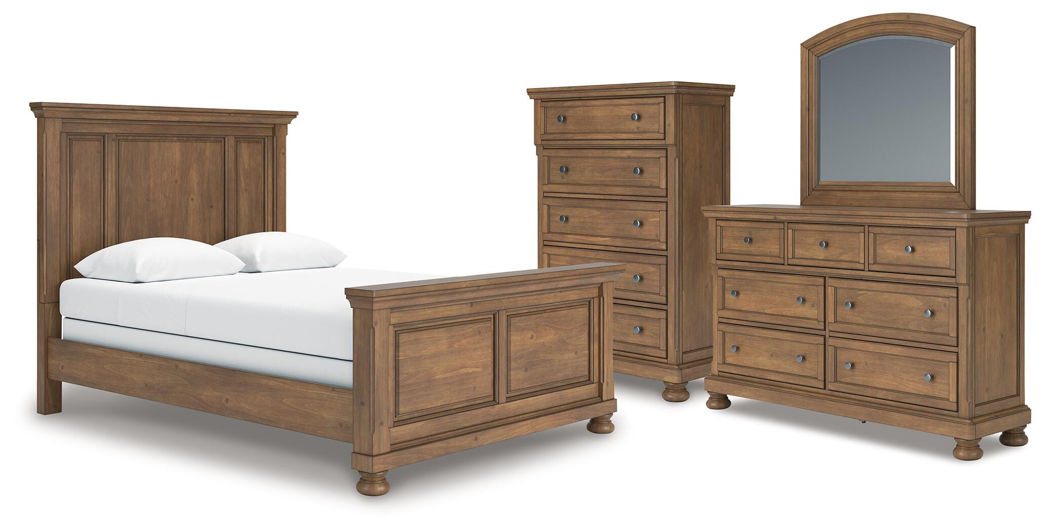 Click here for Vandenmore Queen Panel Bed with Mirrored Dresser a... prices