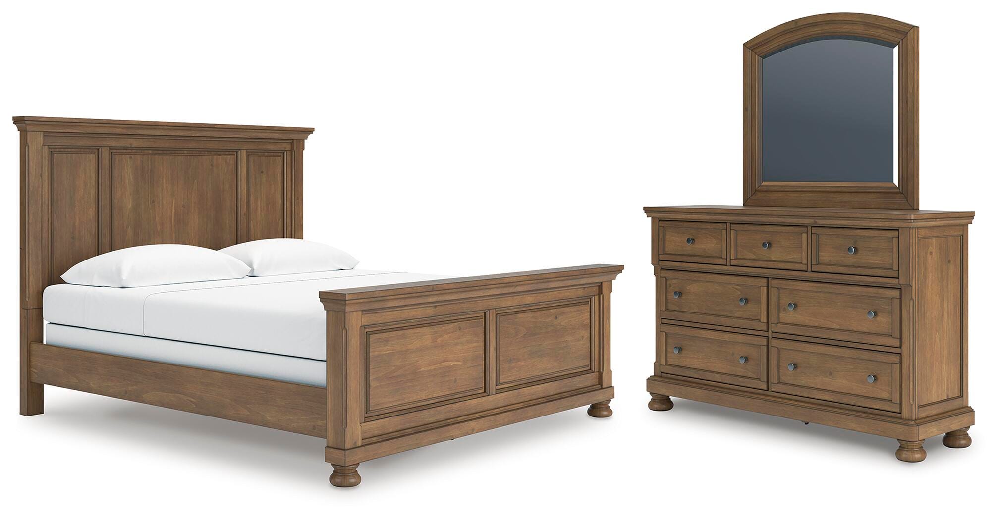 Click here for Vandenmore King Panel Bed with Mirrored Dresser  M... prices