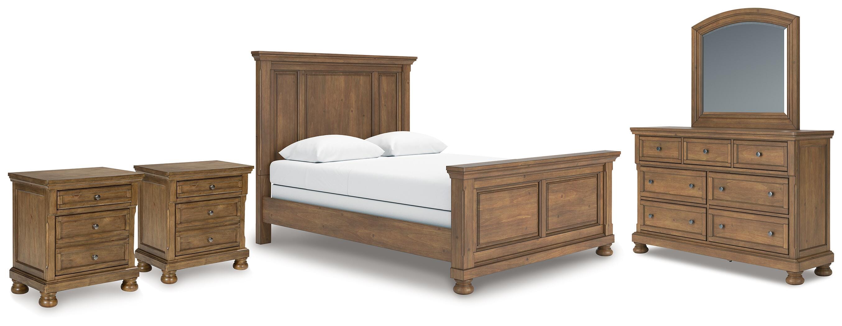 Click here for Vandenmore Queen Panel Bed with Mirrored Dresser a... prices