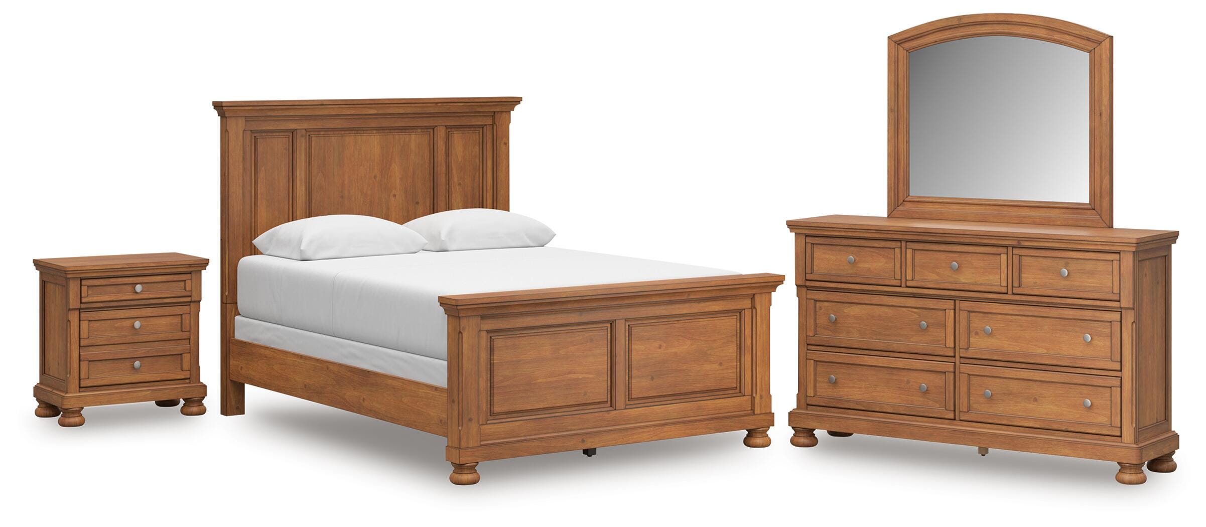 Click here for Vandenmore Queen Panel Bed with Mirrored Dresser a... prices