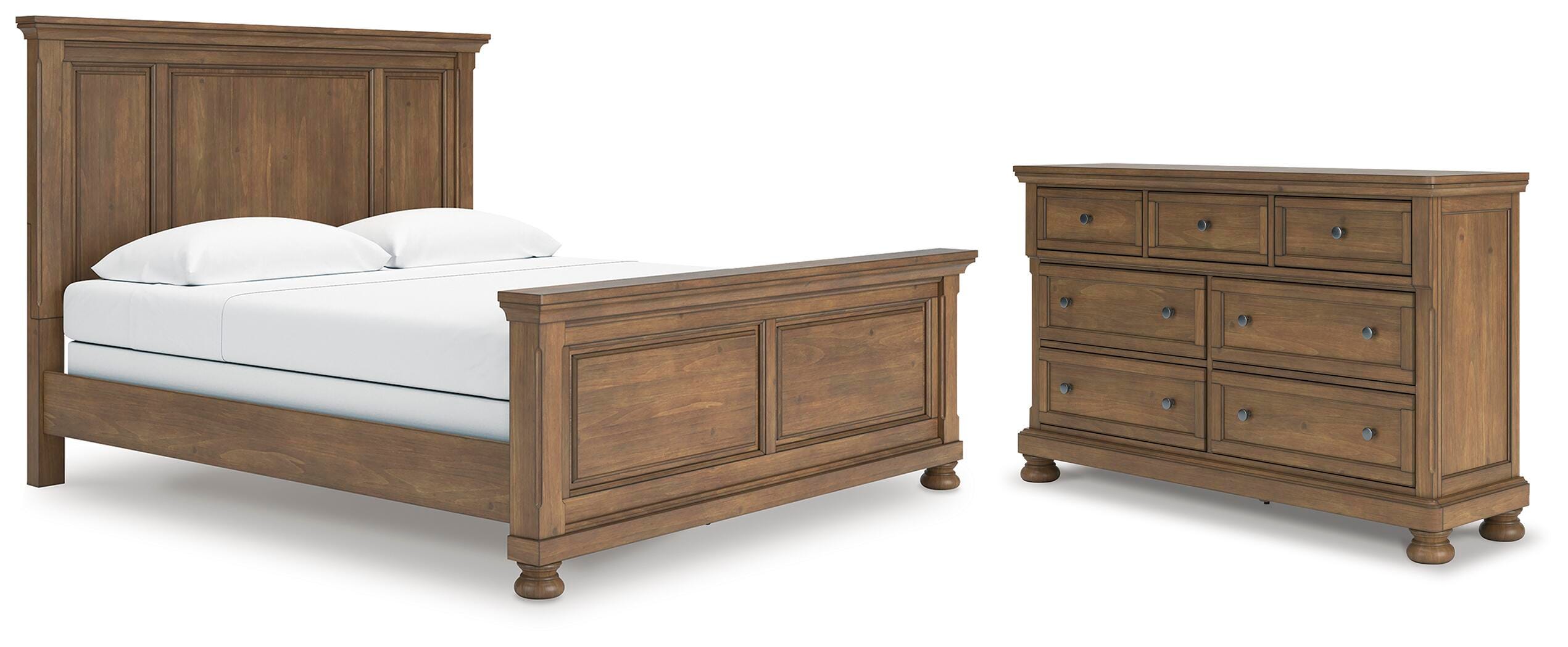 Click here for Vandenmore King Panel Bed with Dresser  Medium Bro... prices