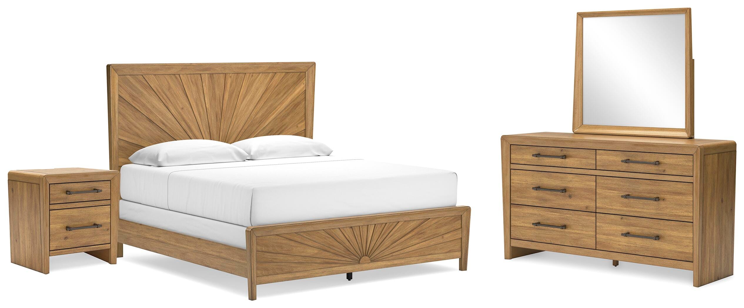 Click here for Takston King Panel Bed with Mirrored Dresser and N... prices