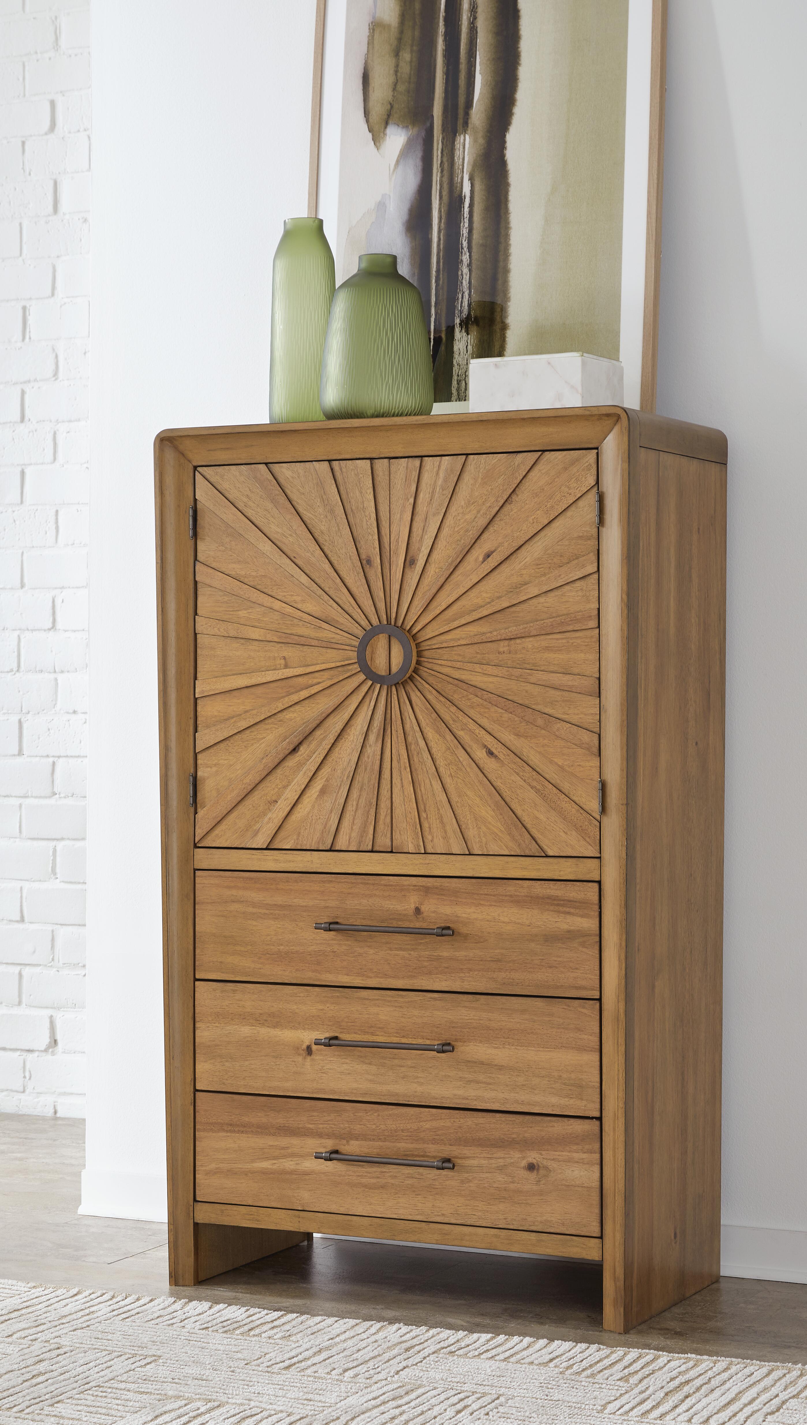 Click here for Takston 3 Drawer and 2 Door Chest  Light Brown prices