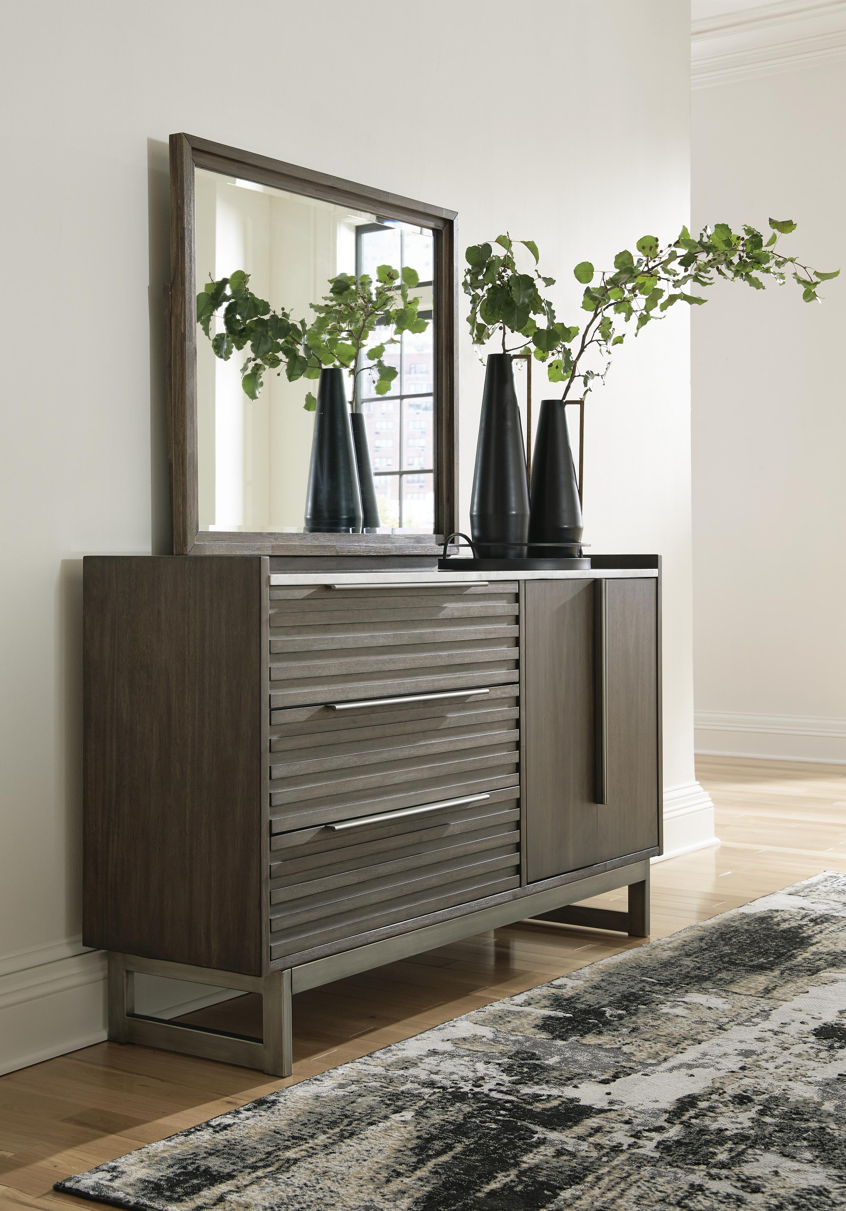 Click here for Arkenton 3 Drawer Dresser with Cabinet and Mirror... prices