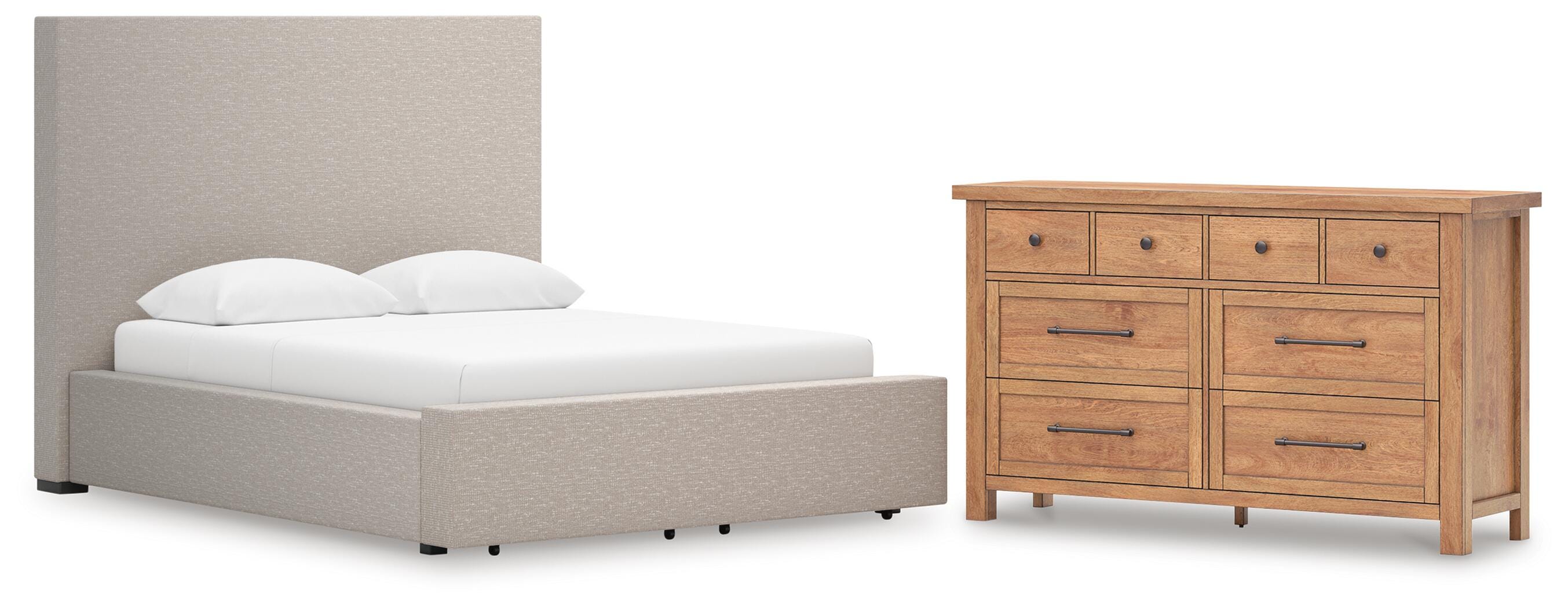Click here for Kristiland Queen Upholstered Storage Bed with Dres... prices