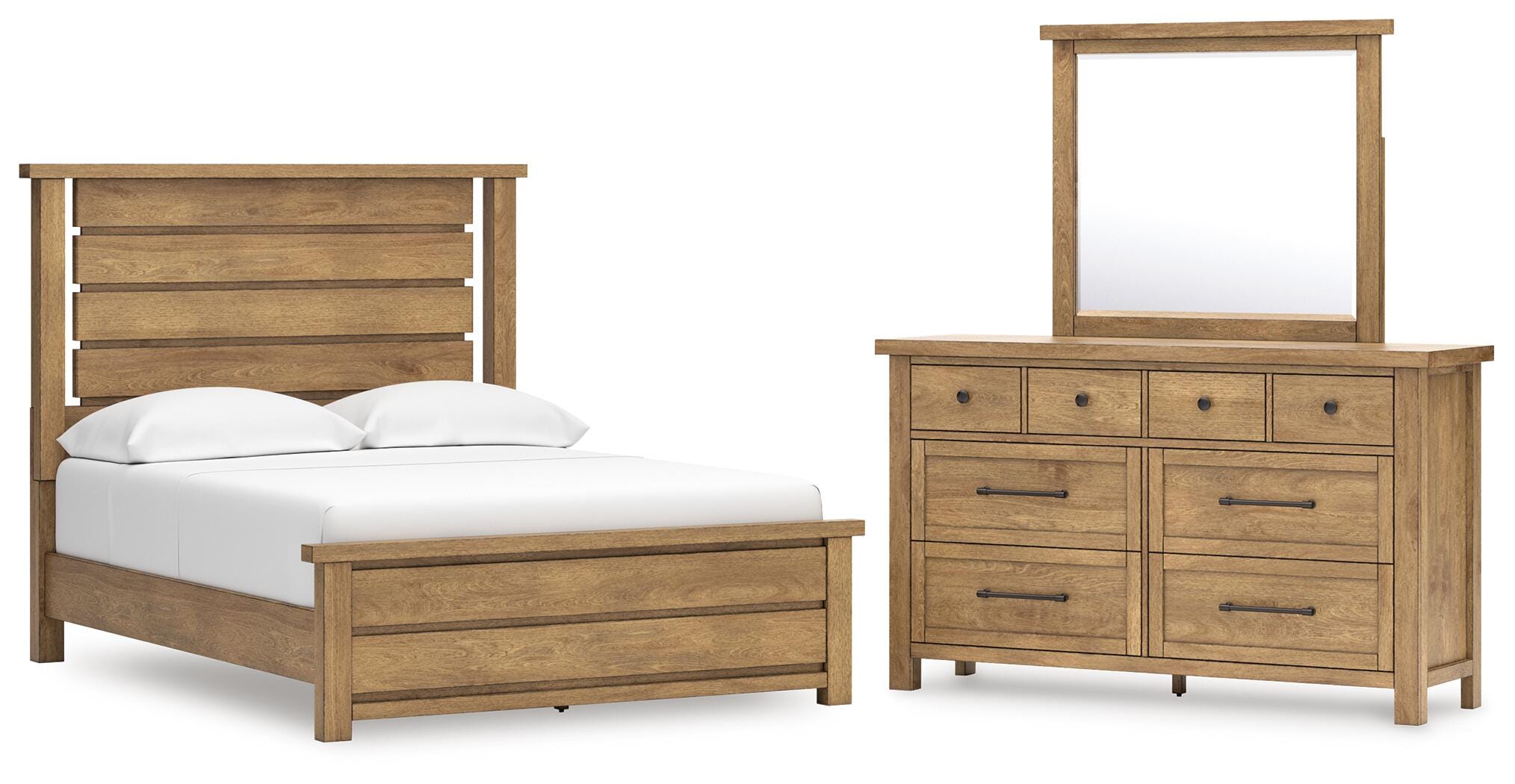 Click here for Kristiland Queen Panel Bed with Mirrored Dresser... prices