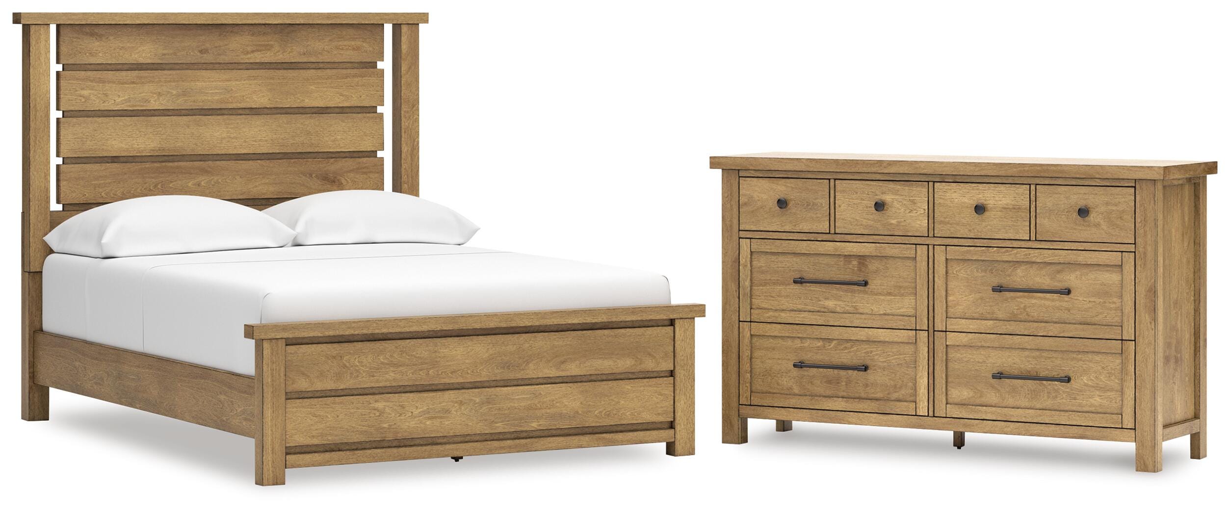 Click here for Kristiland Queen Panel Bed with Dresser  Light Bro... prices