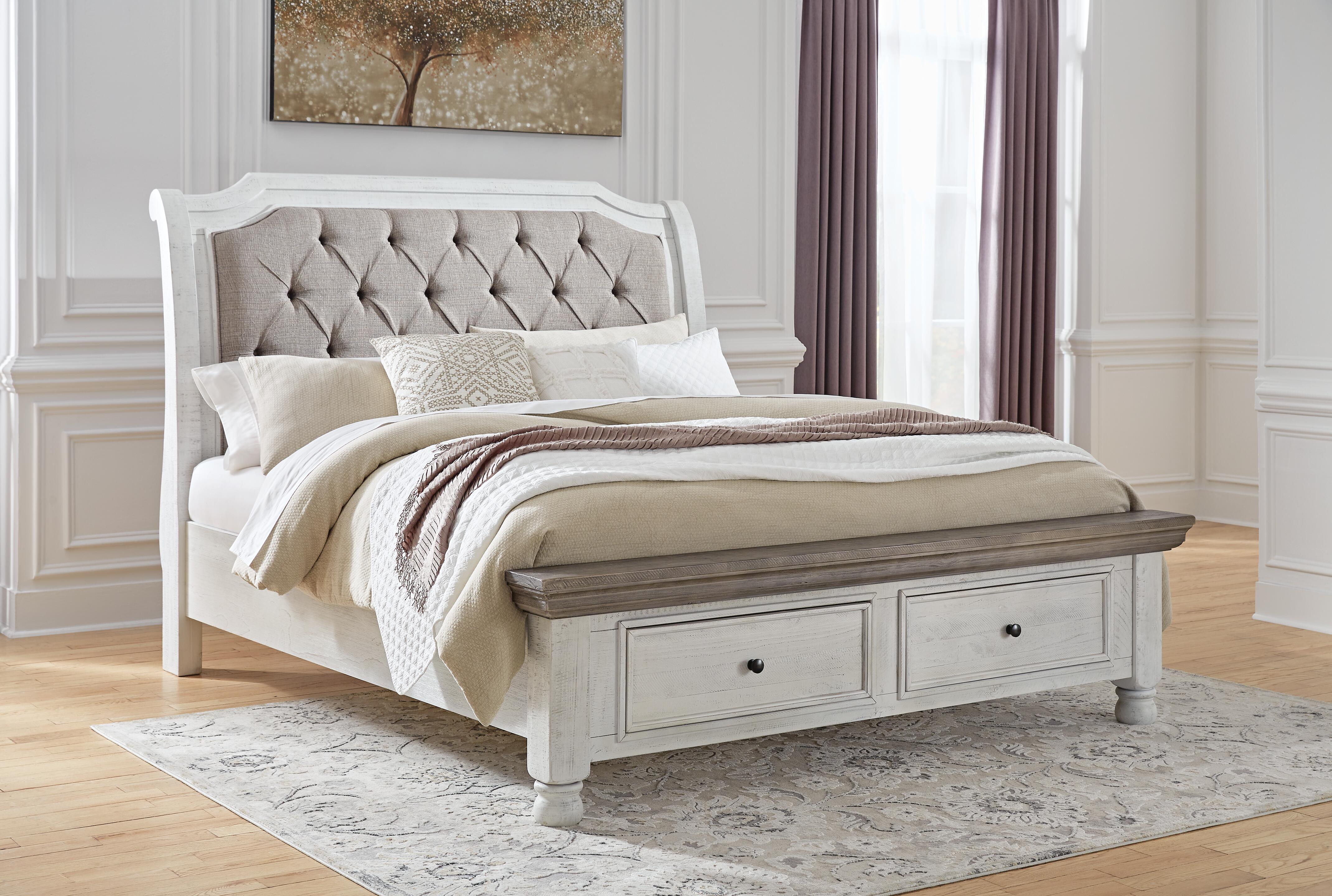 Click here for Havalance Queen Sleigh Bed with Storage  White/Gra... prices