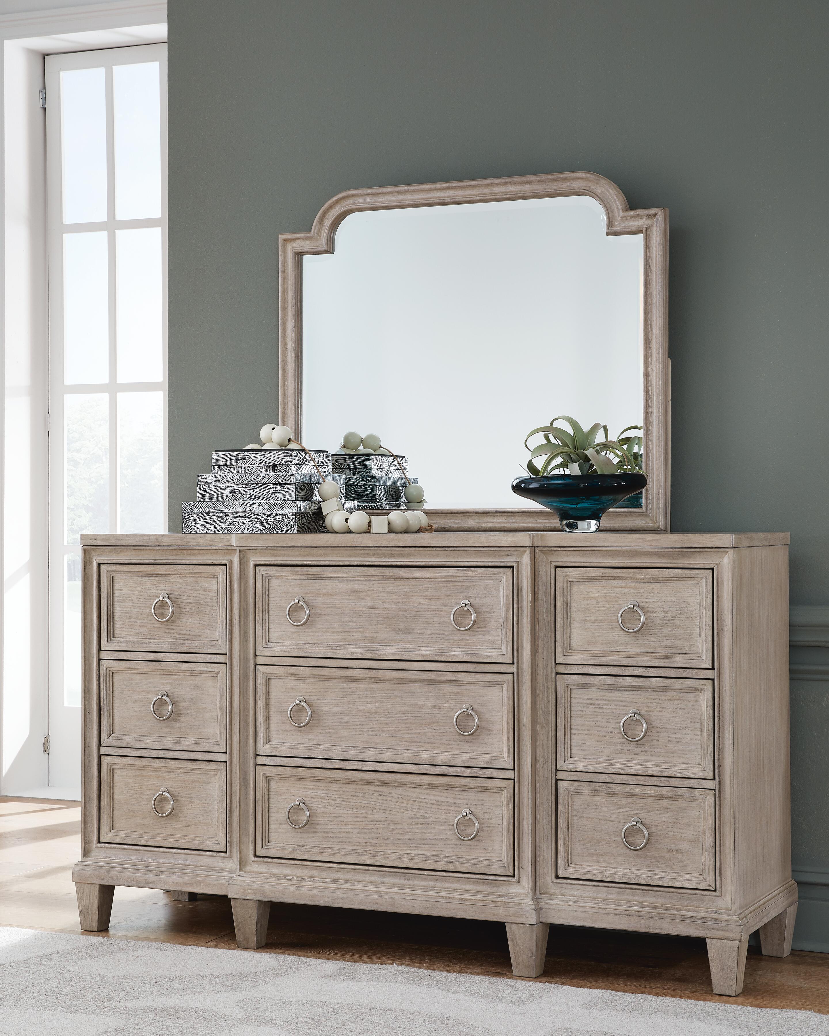 Click here for Jorlaina 9 Drawer Dresser and Mirror  Light Grayis... prices