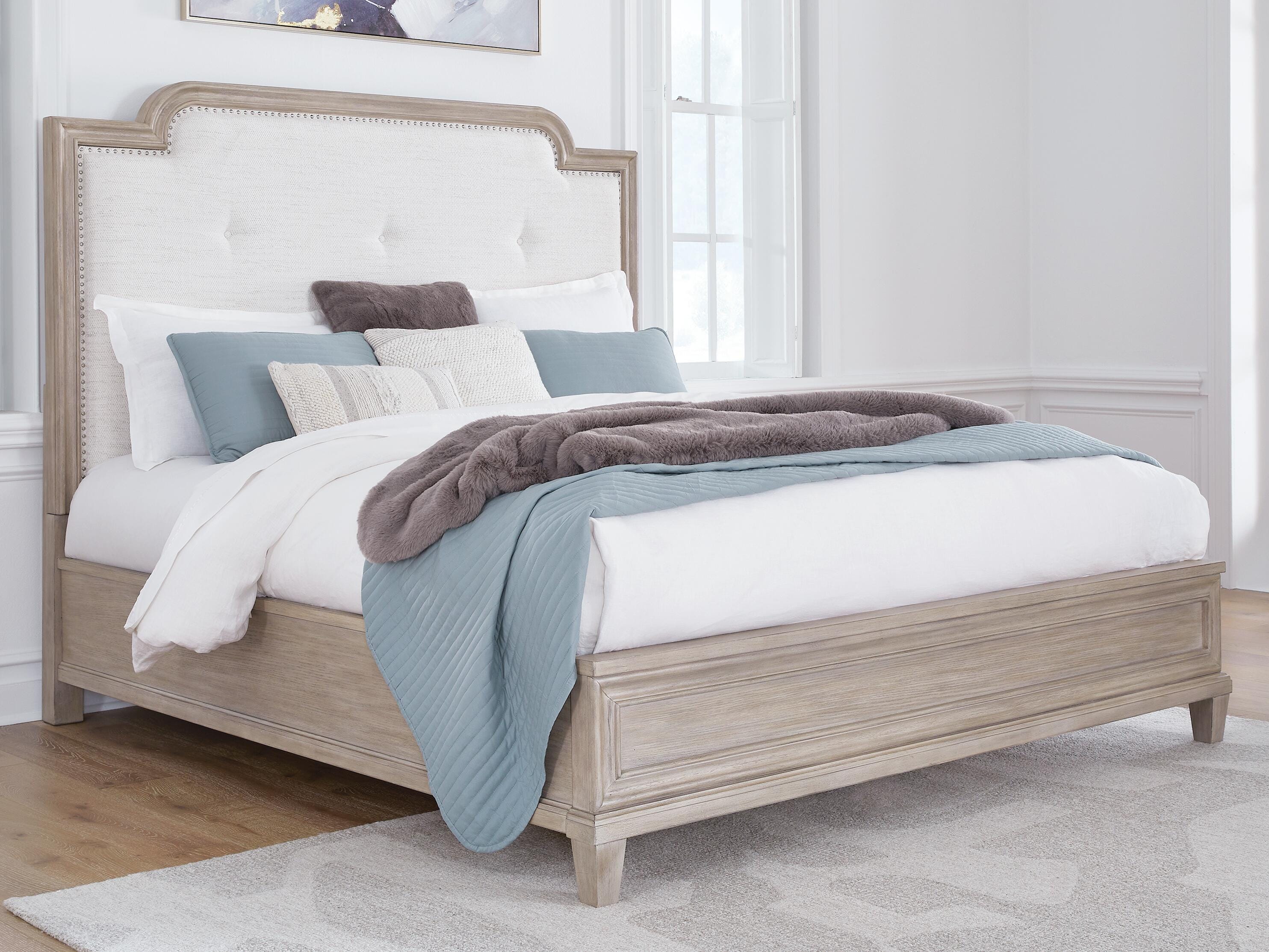 Click here for Jorlaina Queen Upholstered Panel Bed  Light Grayis... prices