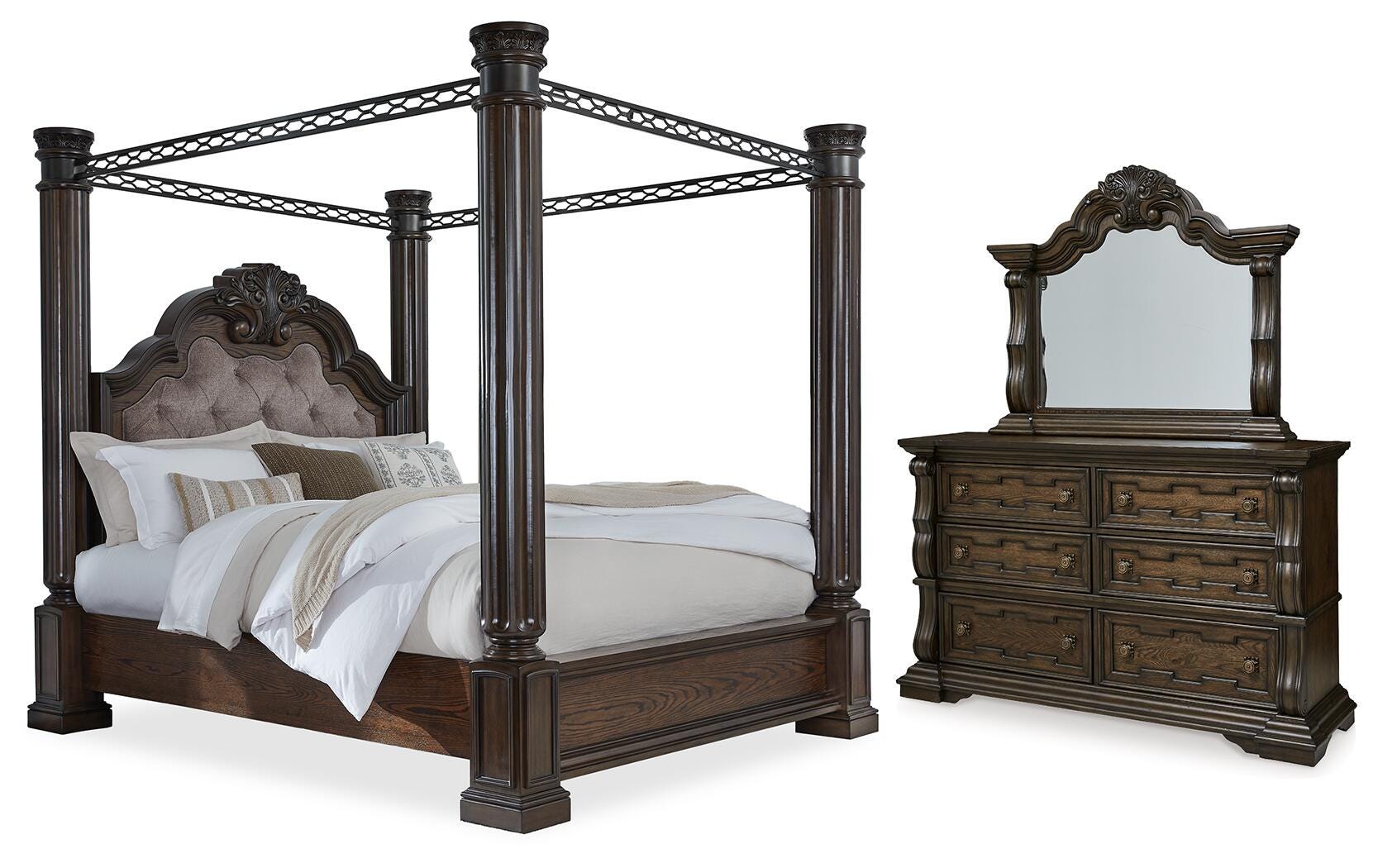 Click here for Maylee California King Canopy Bed  Dresser and Mir... prices
