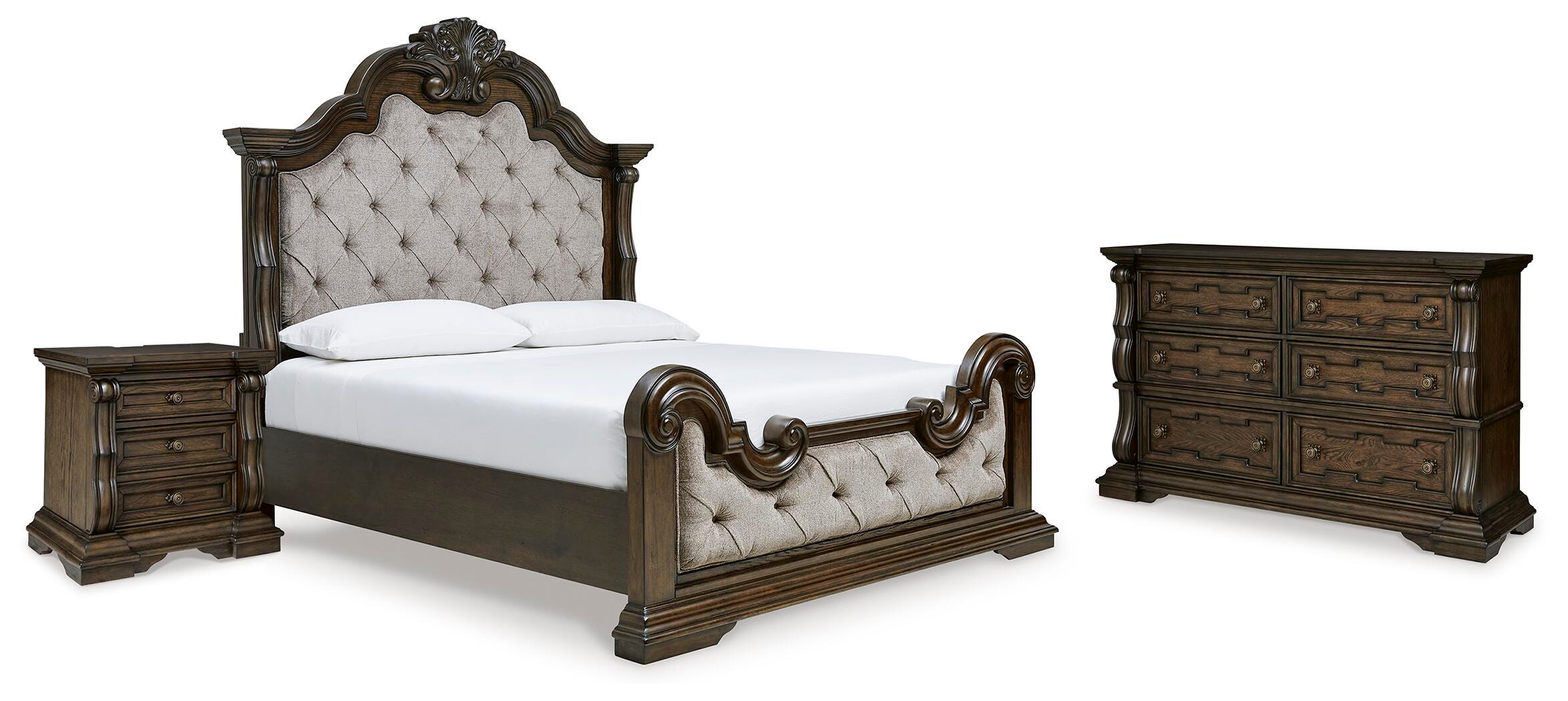 Click here for Maylee King Upholstered Bed with Dresser and Night... prices
