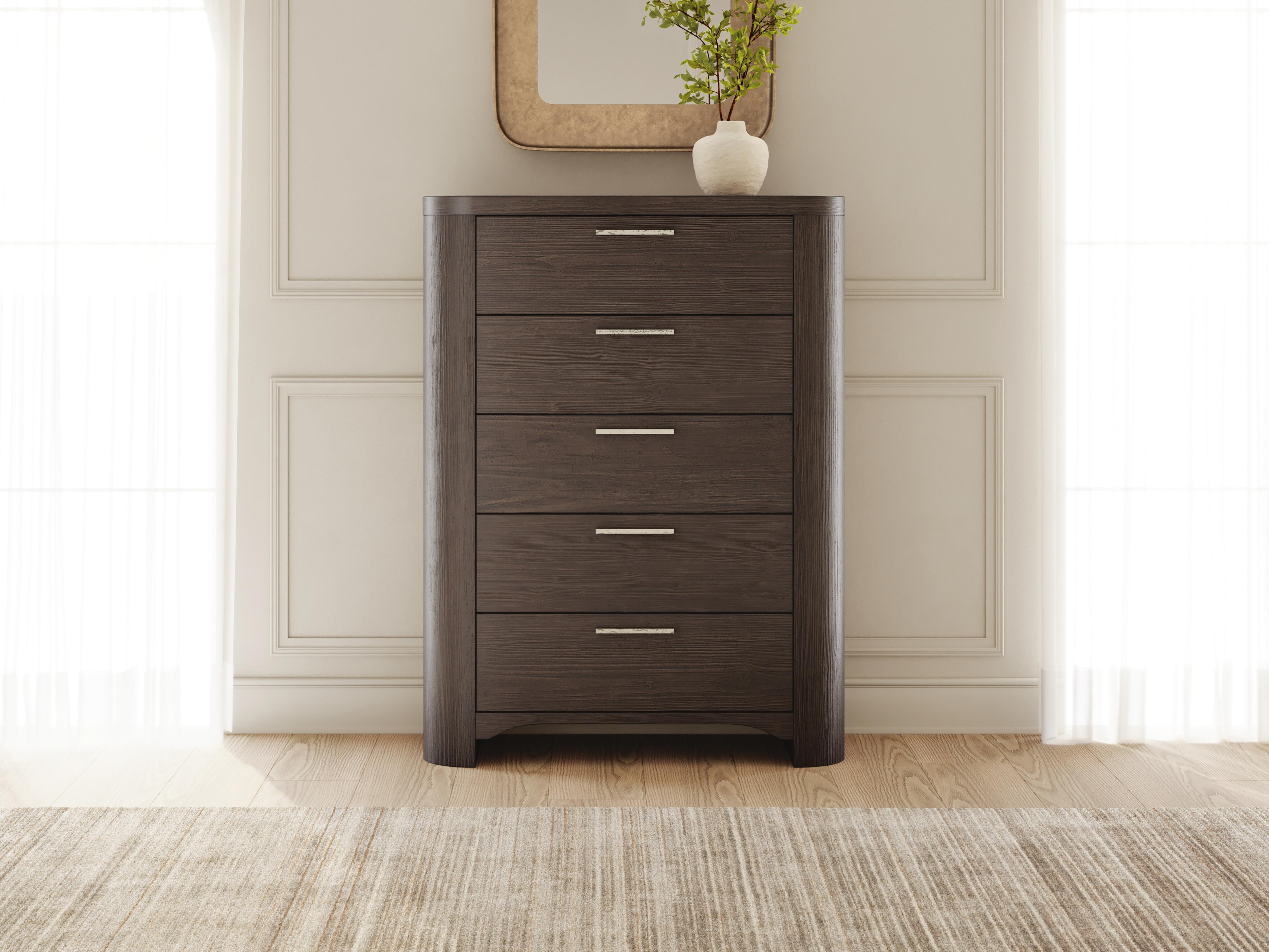 Click here for Ashley Luxe Neo 5 Drawer Chest of Drawers  Rich Br... prices