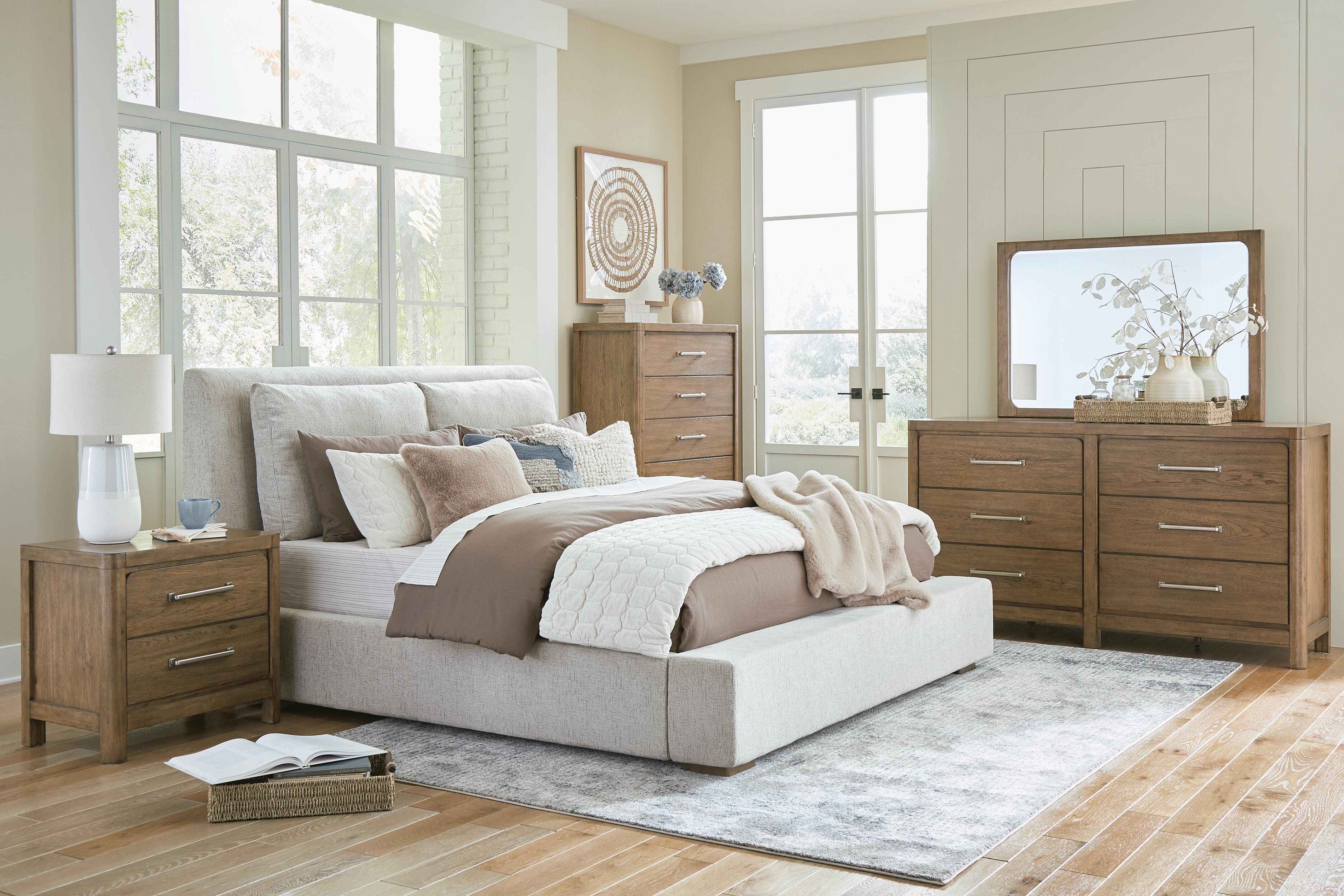 Click here for Cabalynn King Upholstered Bed with Mirrored Dresse... prices
