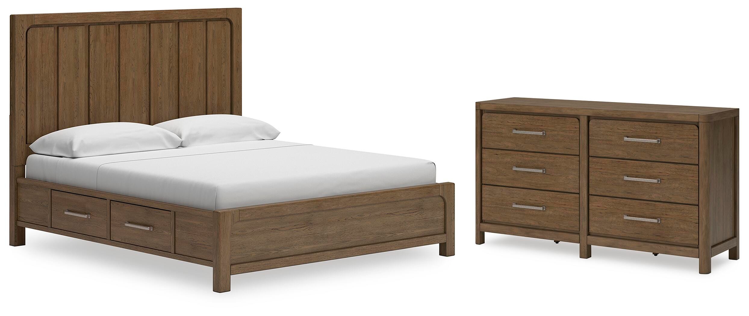 Click here for Cabalynn King Panel Bed with Dresser  Light Brown prices