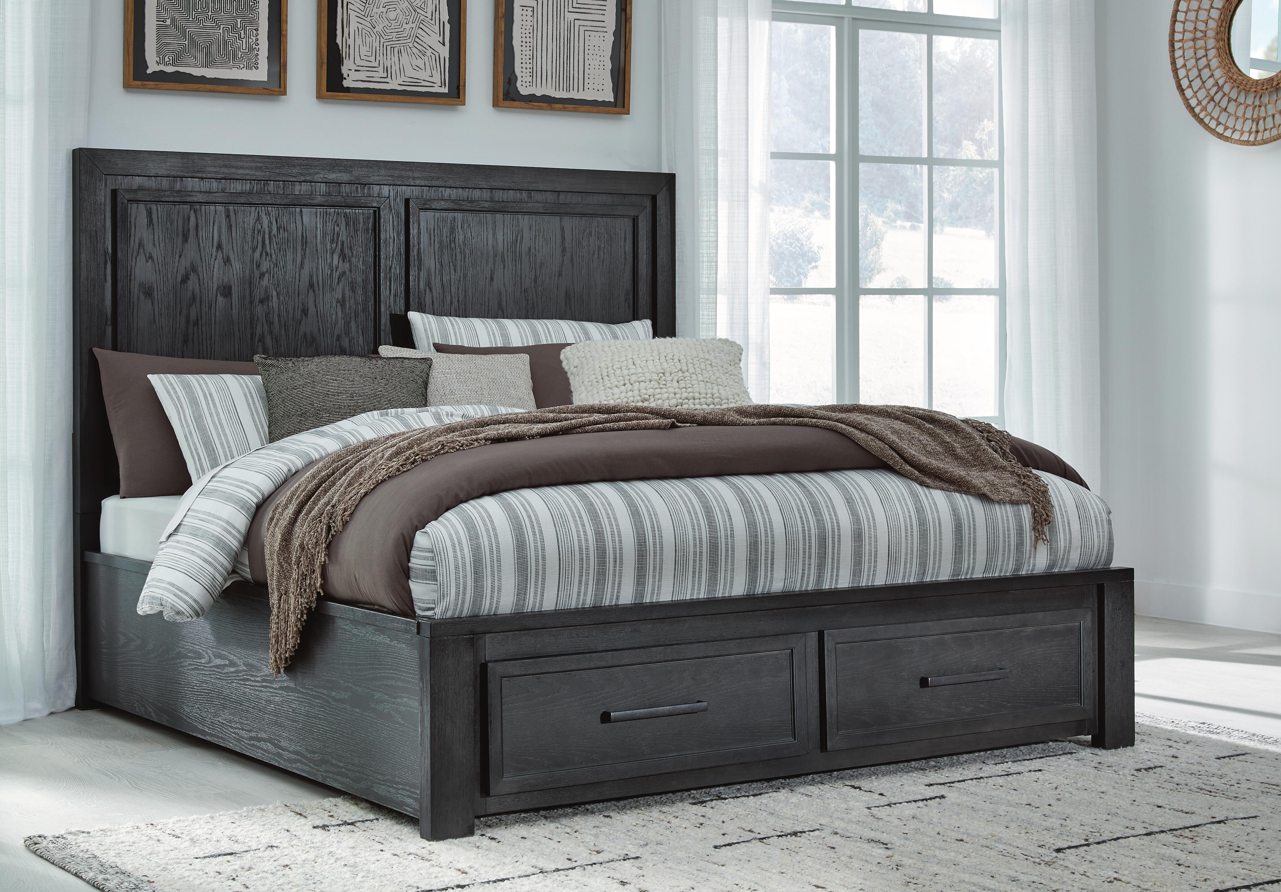 Click here for Foyland King Panel Storage Bed  Black/Brown prices