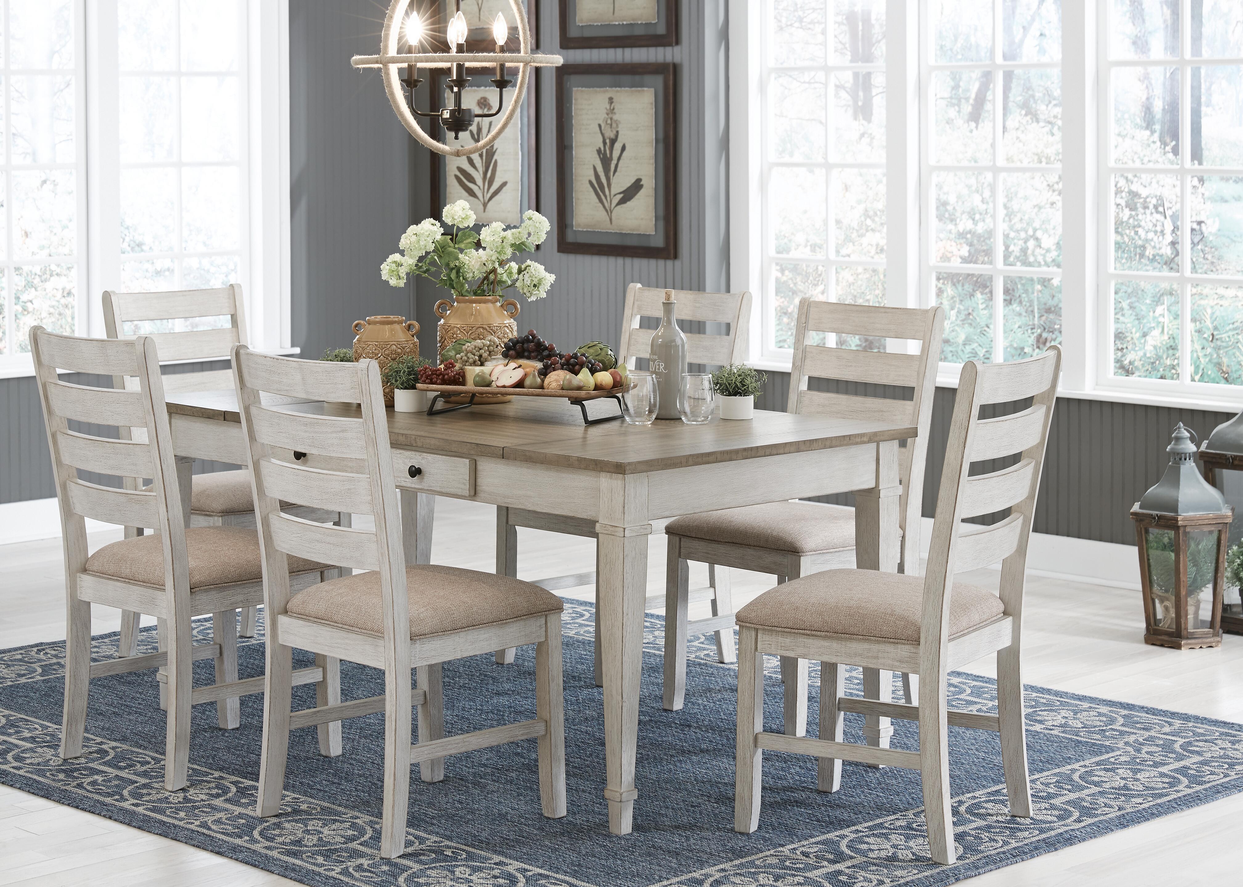 Click here for Skempton Dining Table and 6 Chairs  White/Light Br... prices