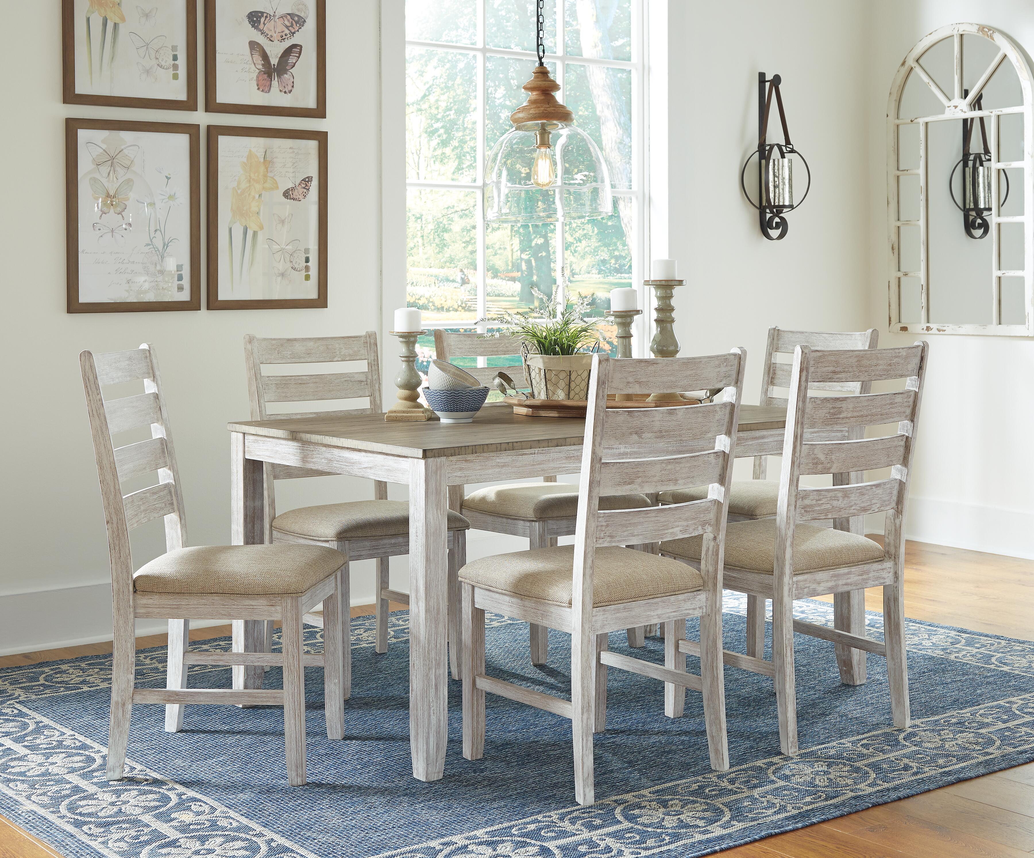 Click here for Skempton Dining Table and 6 Chairs  White/Light Br... prices