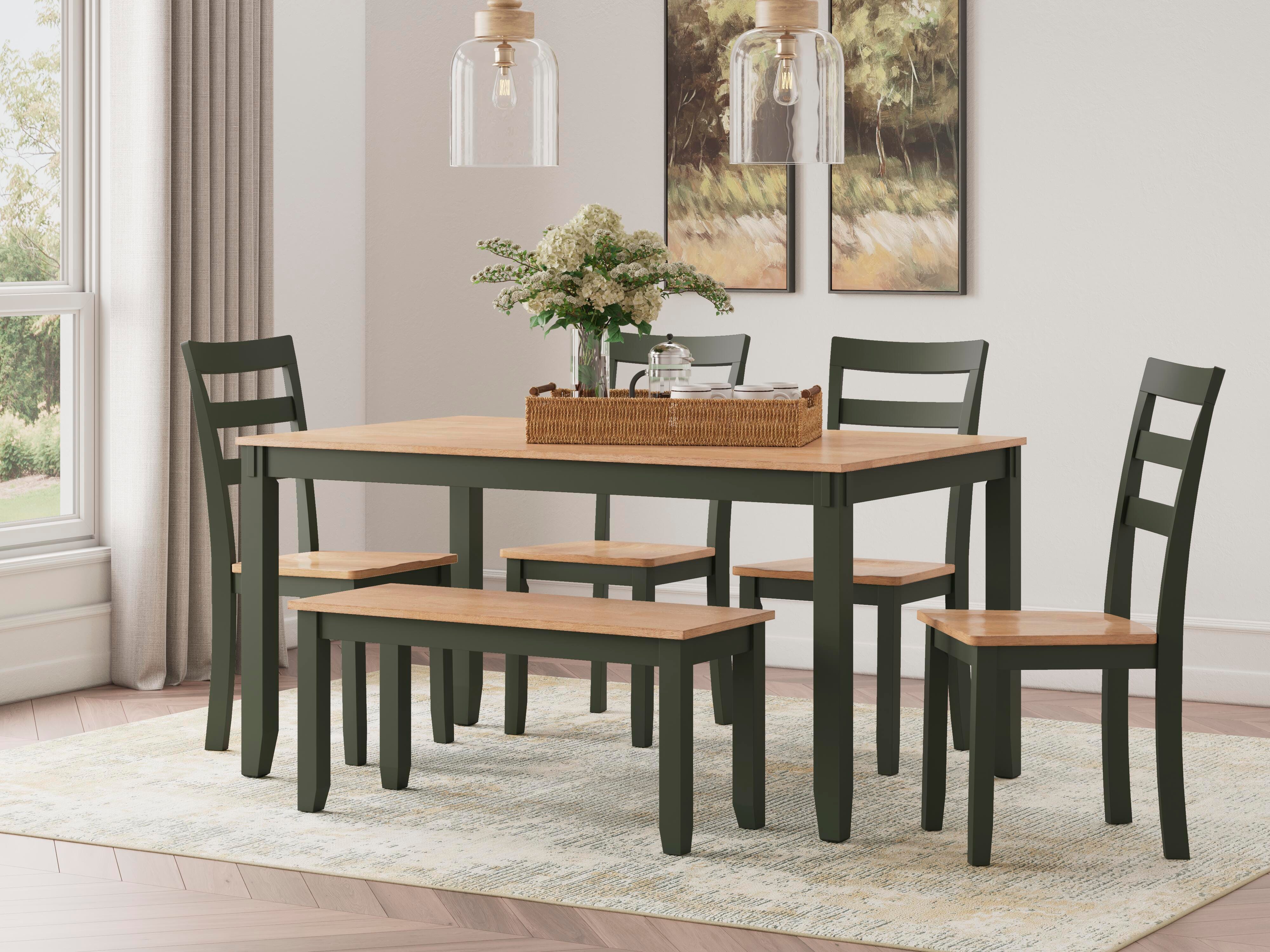 Click here for Gesthaven Dining Table with 4 Chairs and Bench  Na... prices