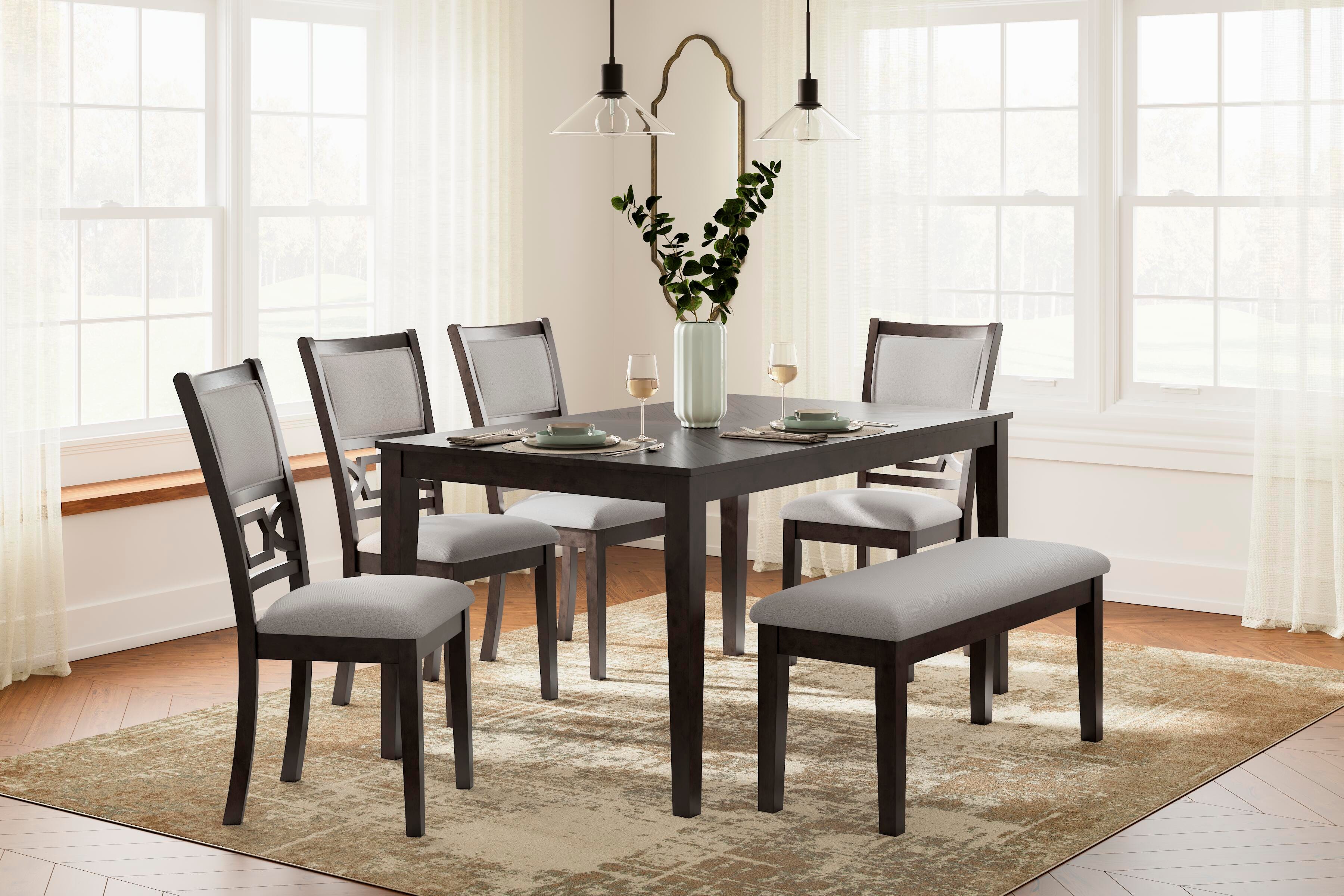 Click here for Langwest Dining Table and 4 Chairs and Bench  Brow... prices