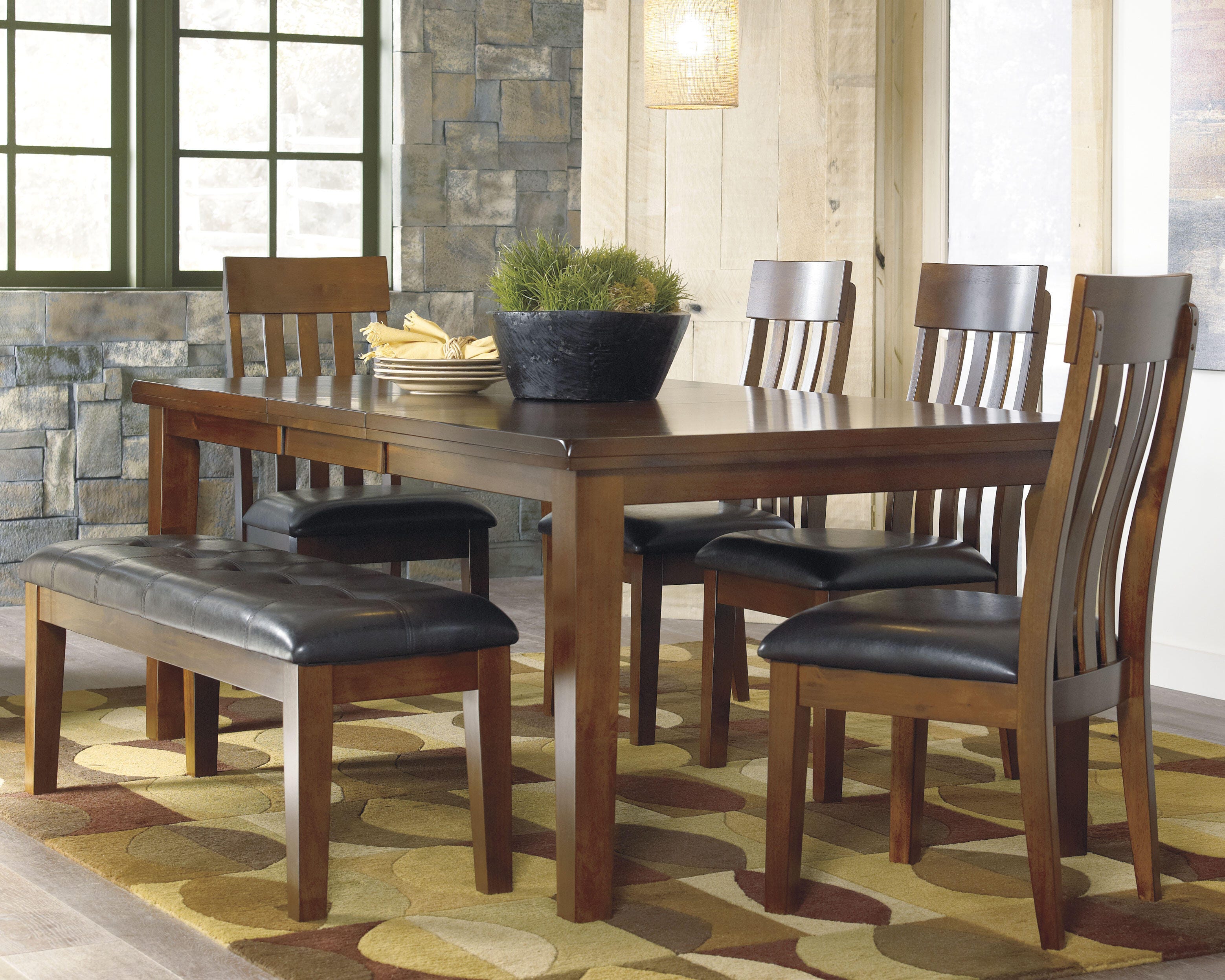 Click here for Ralene Dining Table and 4 Chairs and Bench  Medium... prices