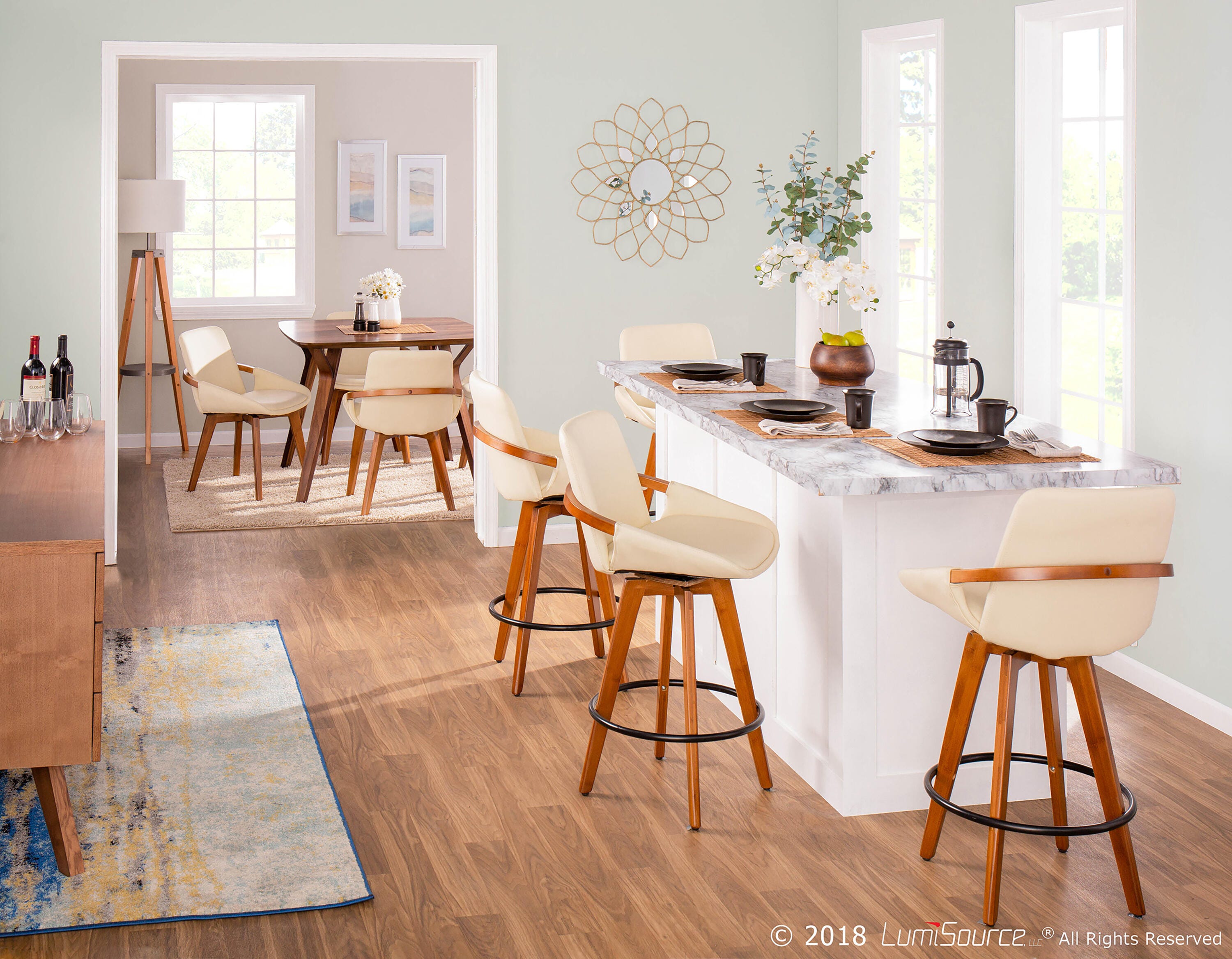 Click here for Damato Counter Height Bar Stool Leather  Yellow/Be... prices