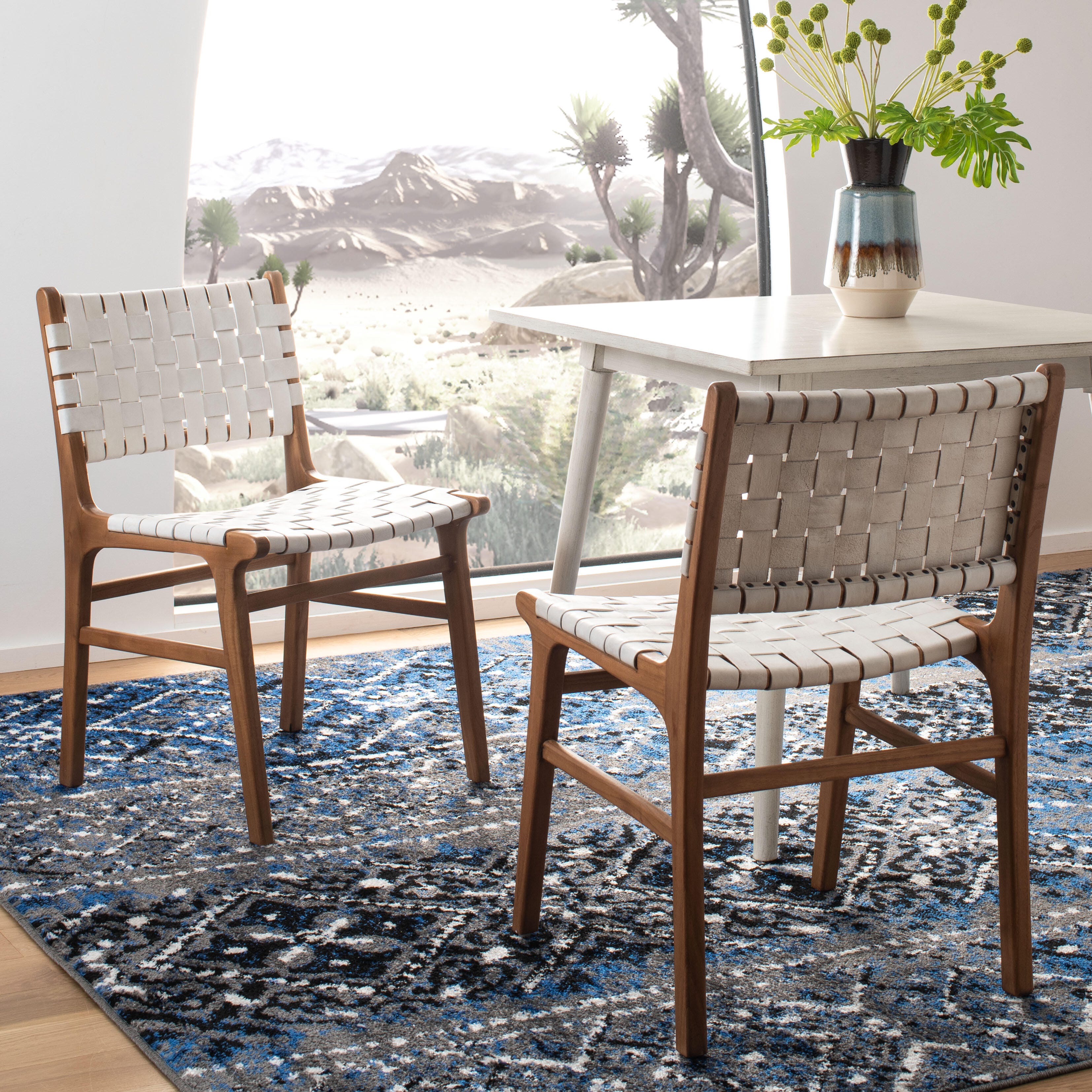 Click here for Safavieh Lattice Dining Chairs (Set of 2)  White/N... prices